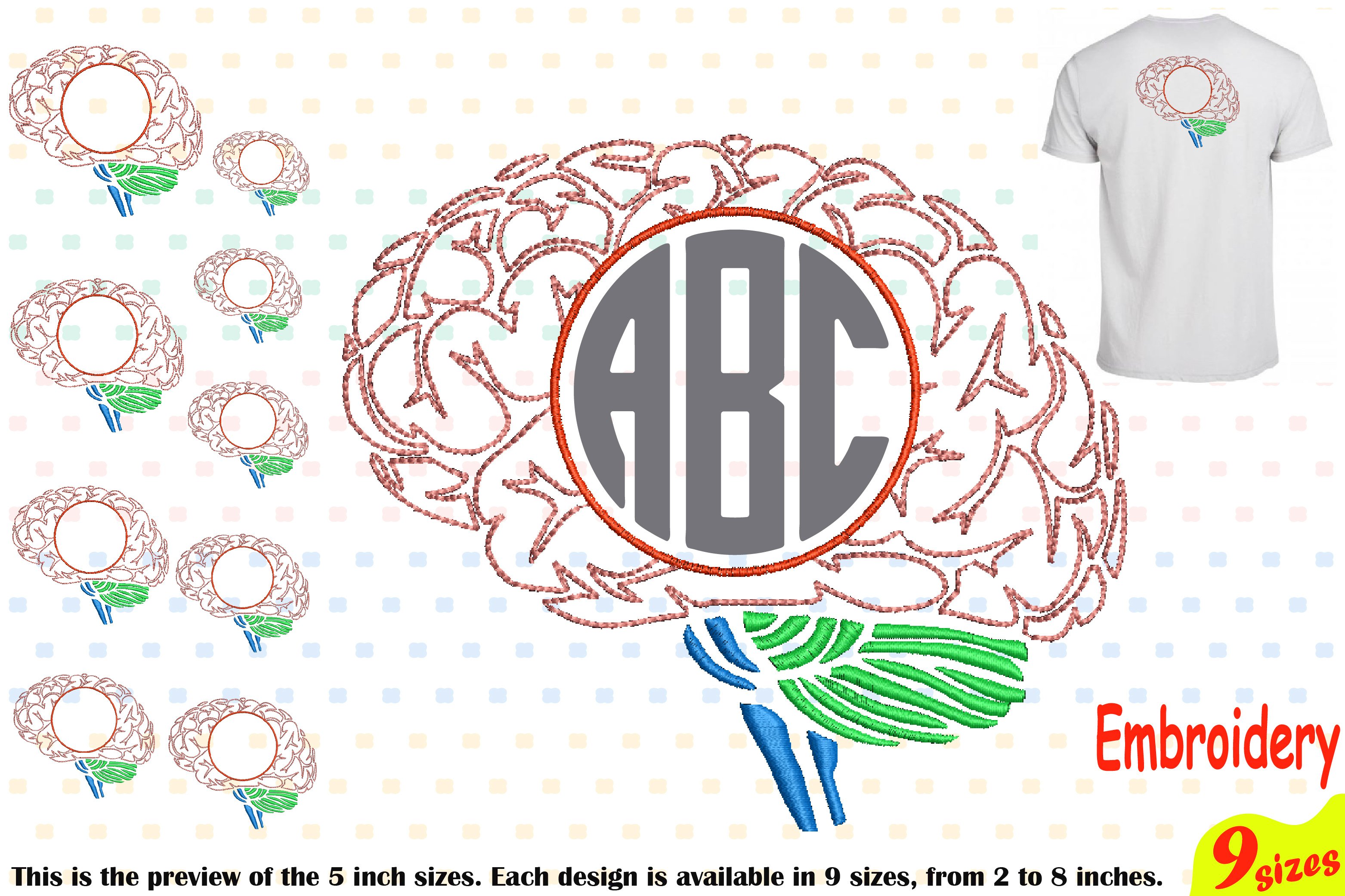 Brain Outline Embroidery Design Machine Instant Download Commercial Use ...