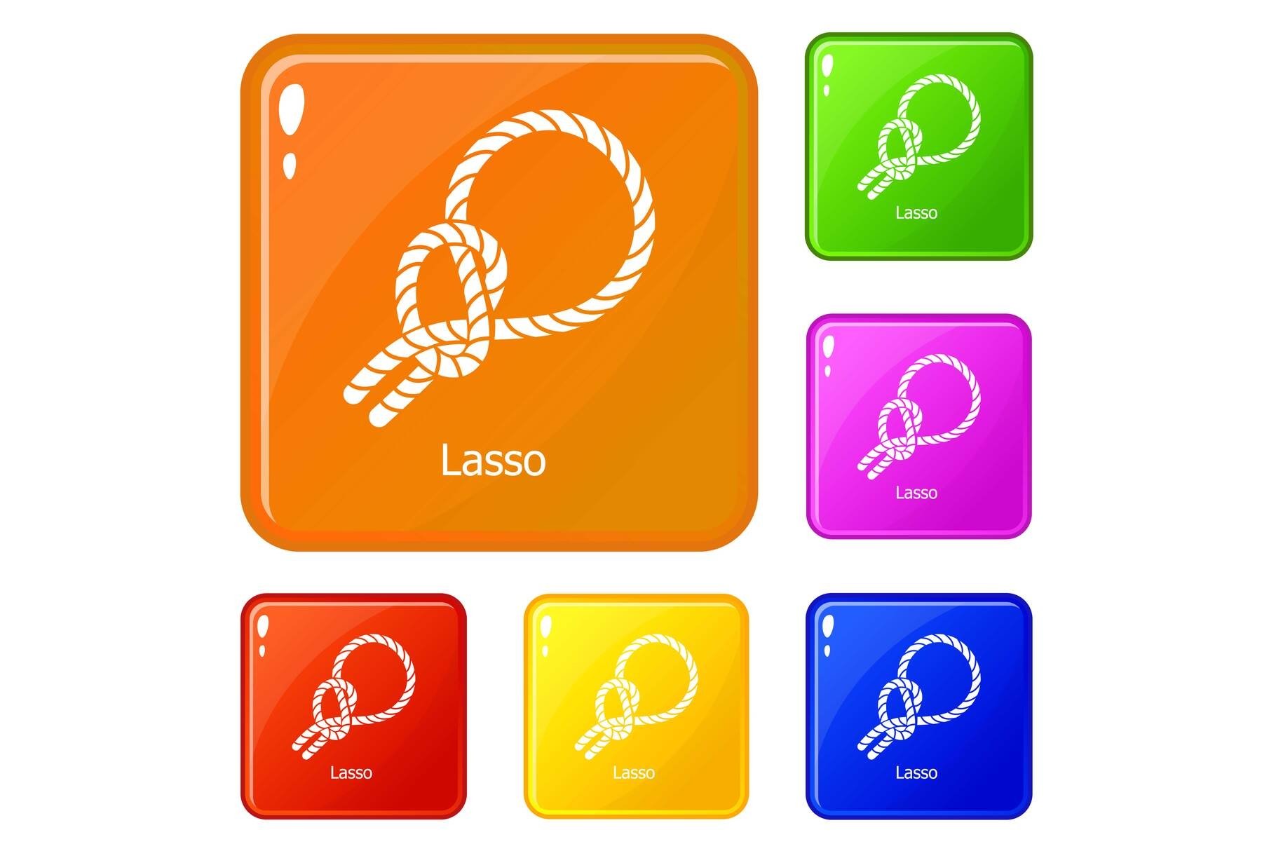Lasso icons set vector color (509149) | Icons | Design Bundles