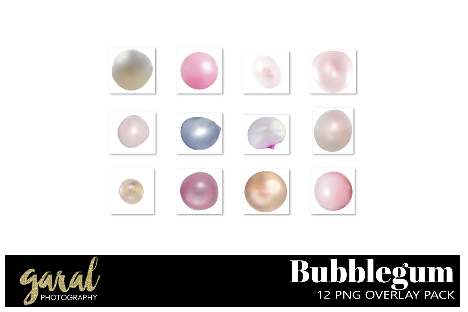 12 BUBBLE GUM Digital Overlays (597632) | Objects | Design Bundles