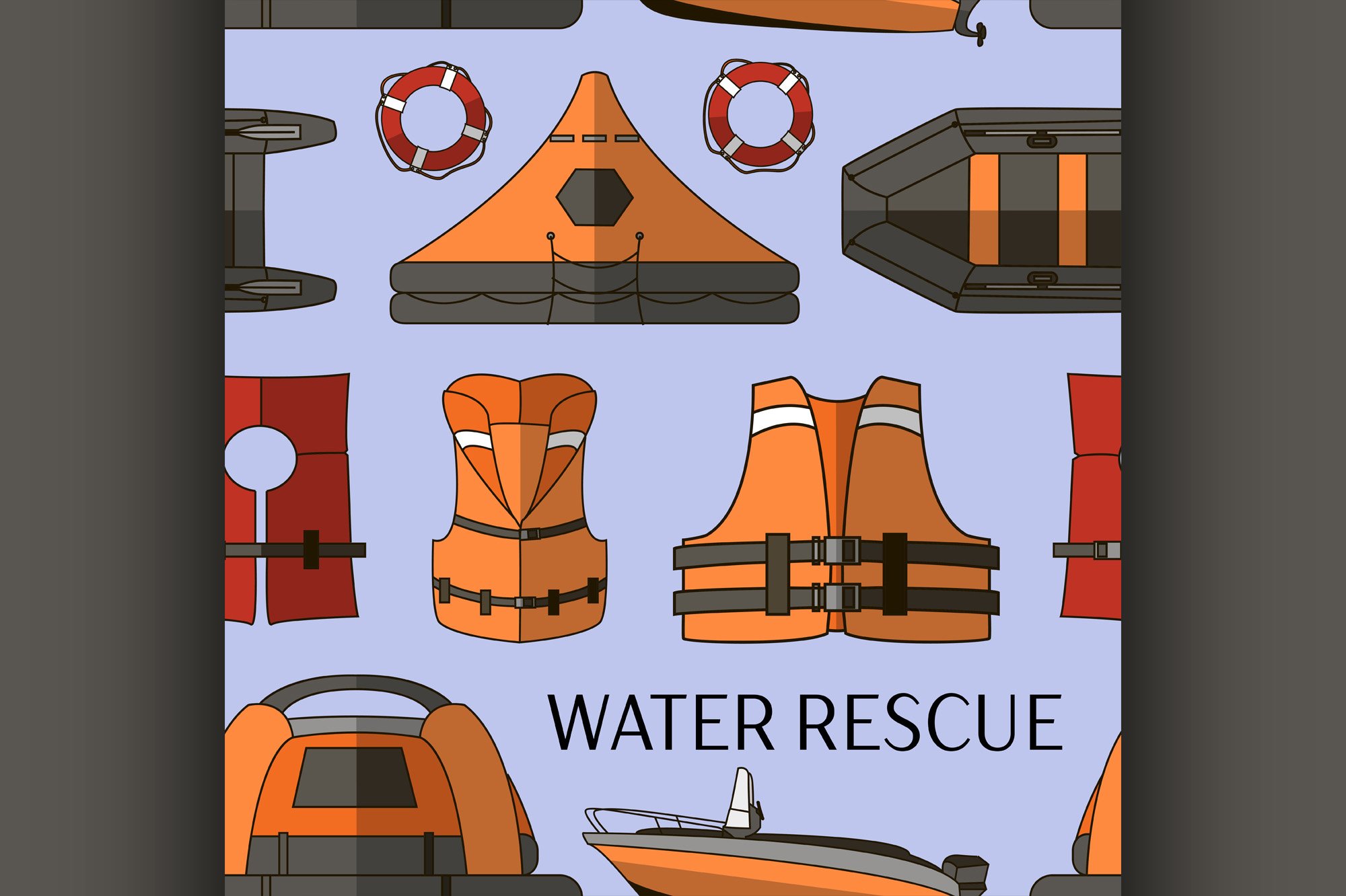 Water rescue set pattern (671954) | Illustrations | Design Bundles