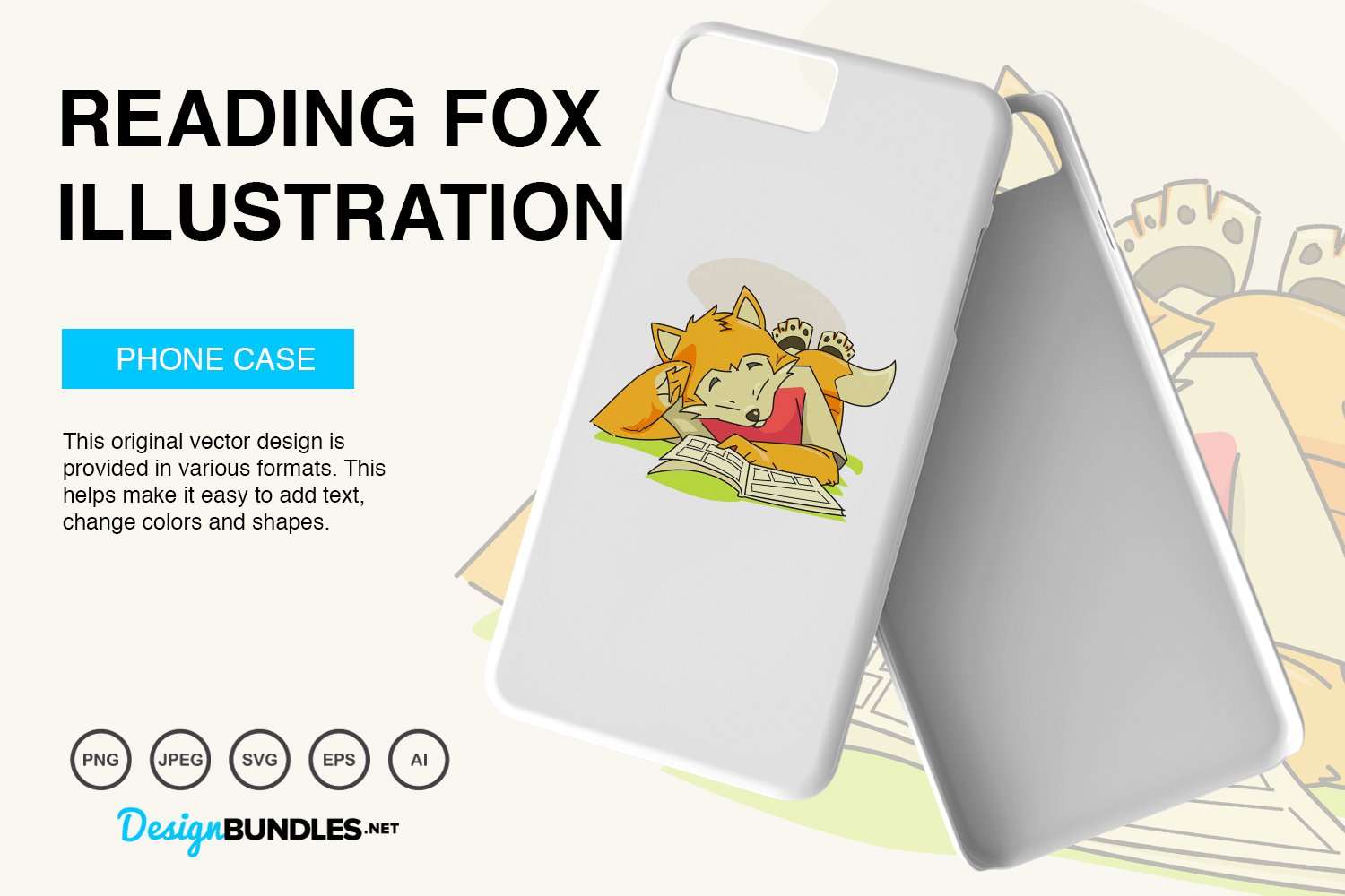 Reading Fox Vector Illustration