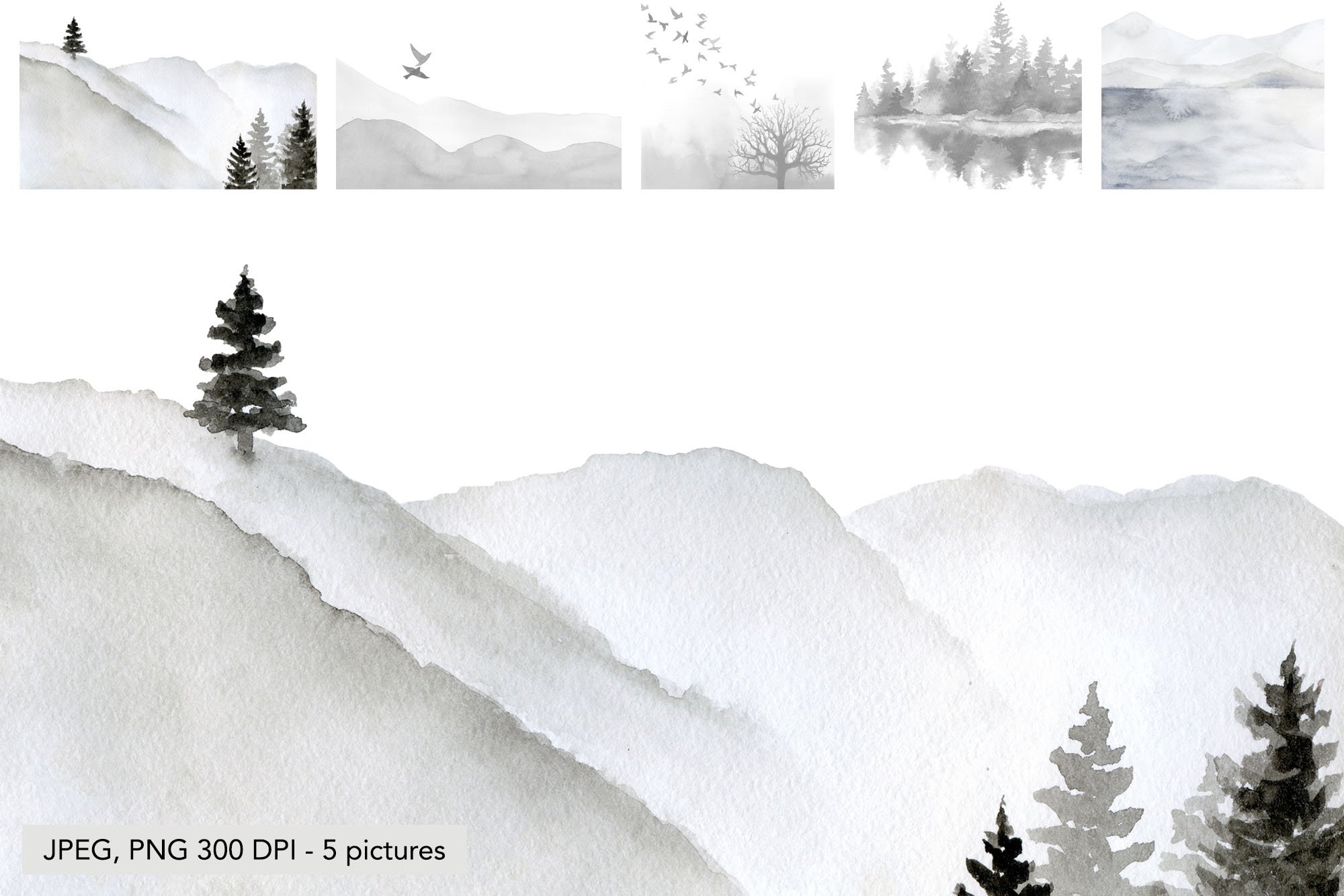 Landscape watercolor Water color trees Mountain scene Hills (1161171 ...