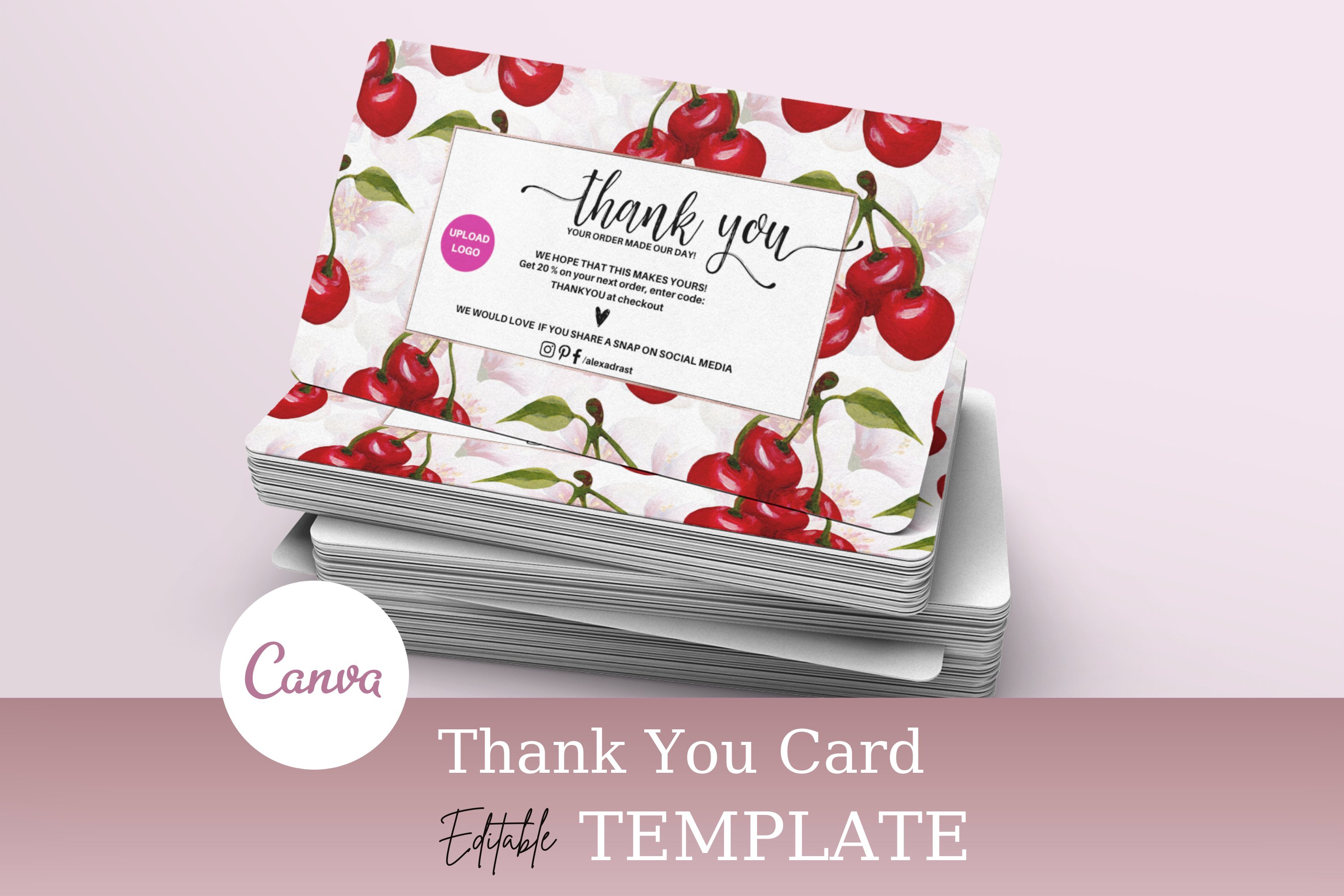 Watercolor Cherry Blossom Thank You Card (1334857) | Printables ...