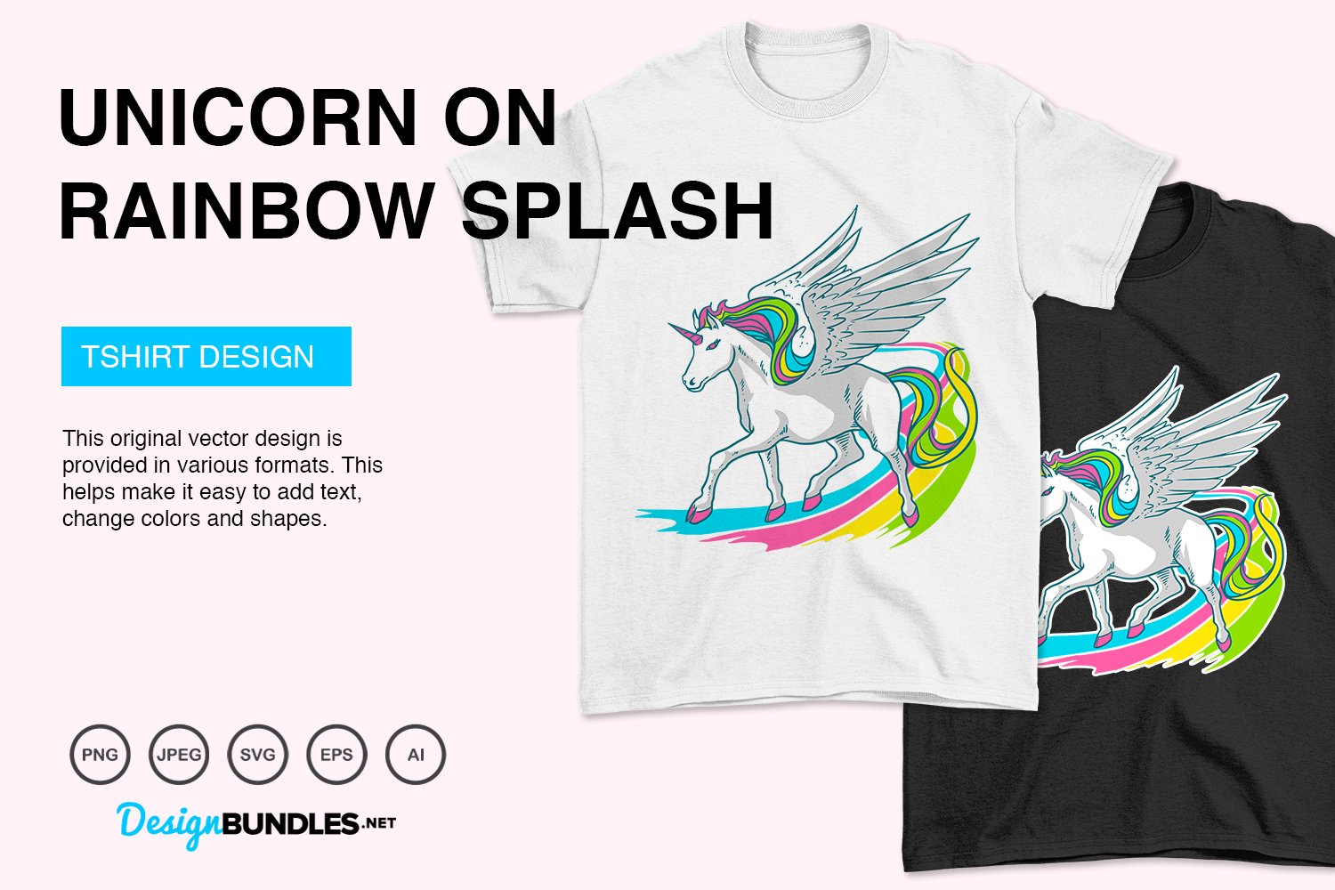 Unicorn on Rainbow Splash Vector Illustration