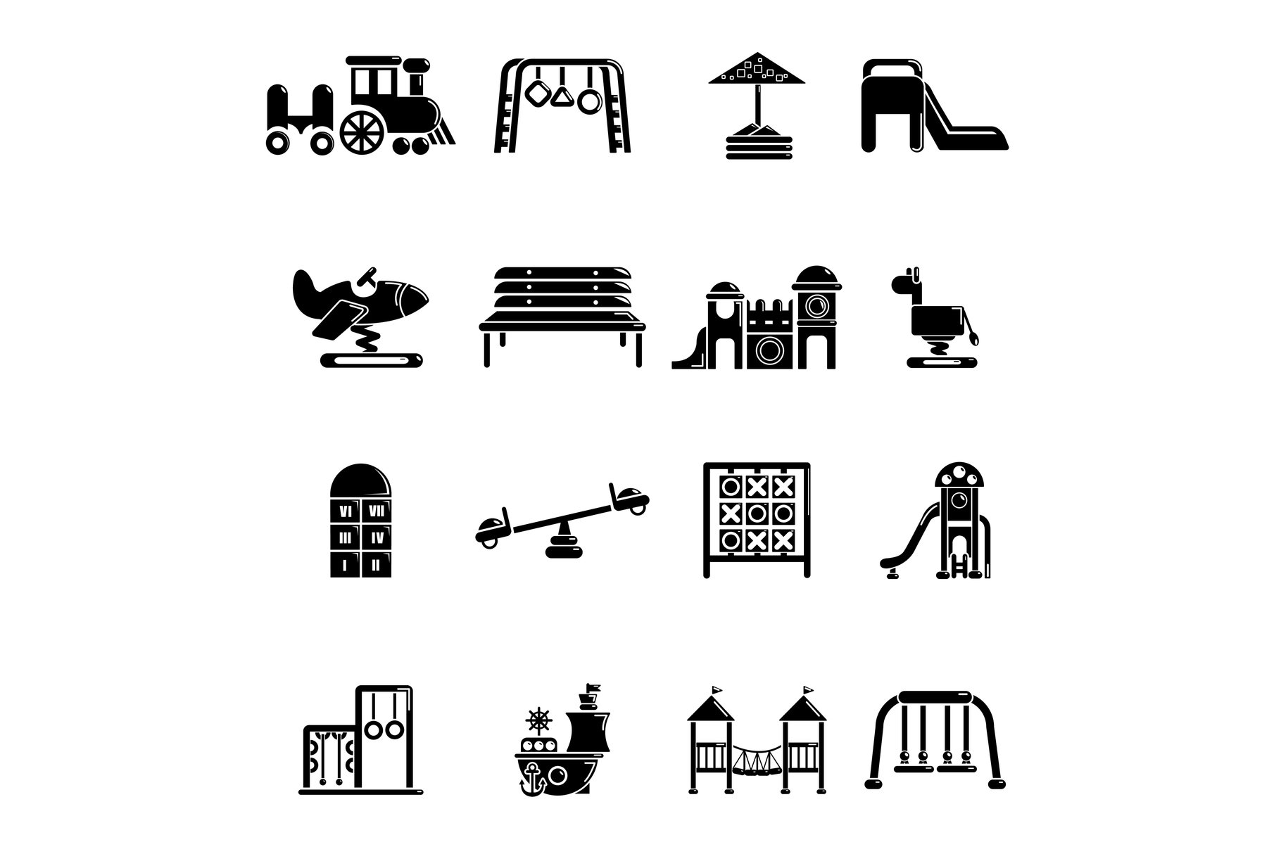 Playground equipment icons set, simple style (309321) | Icons | Design ...