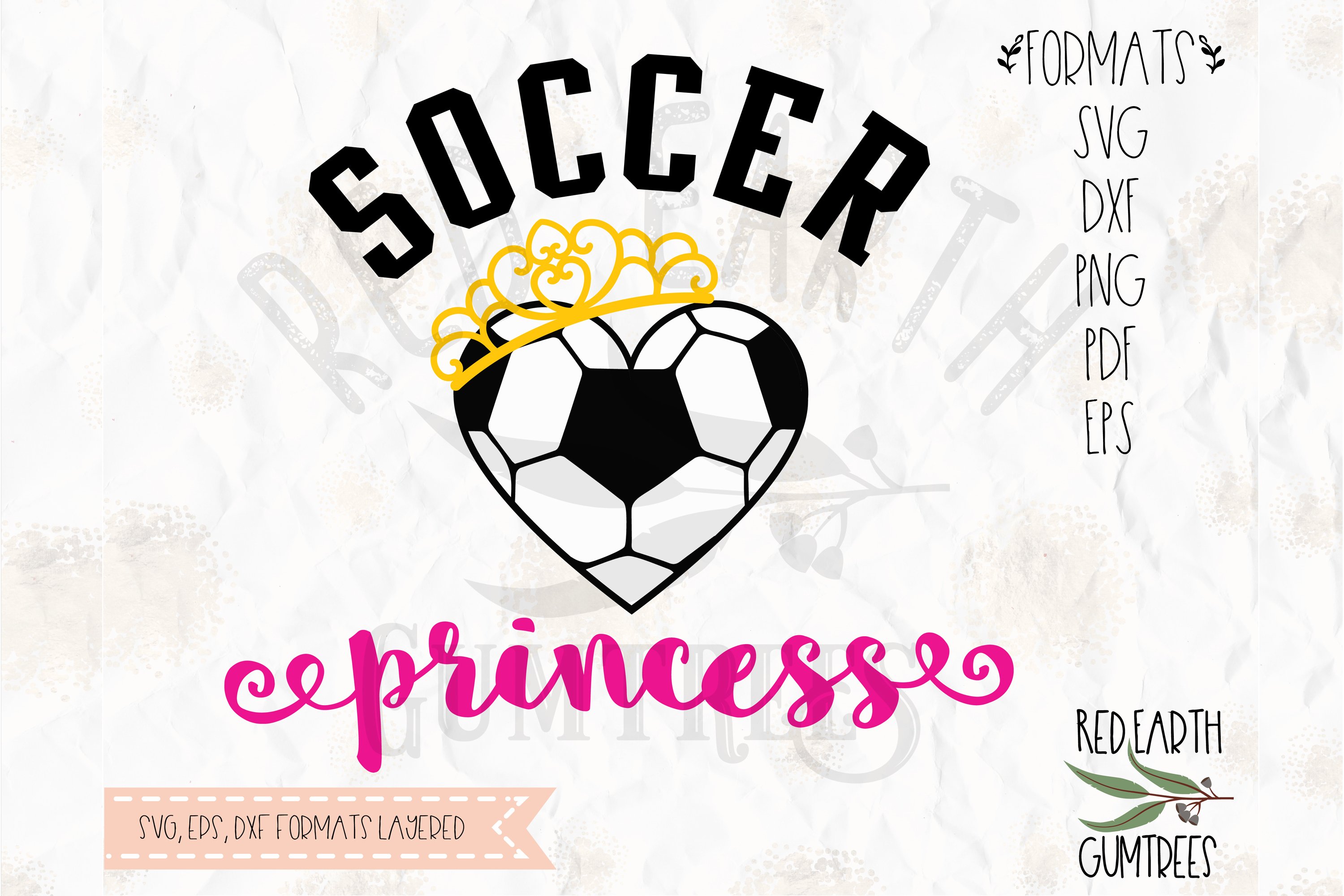 Soccer princess with crown in SVG,DXF,PNG,EPS,PDF formats (141917 ...