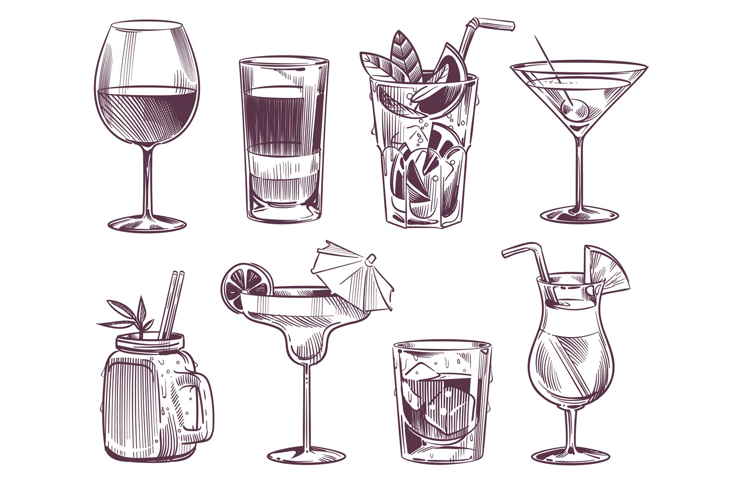 Cocktail Glass Drawing