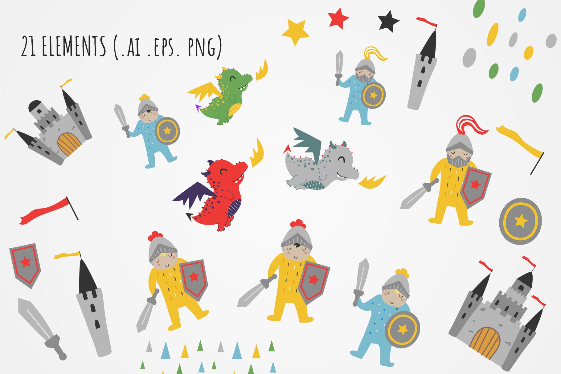 Knights and Dragons Collection (1038201) | Patterns | Design Bundles