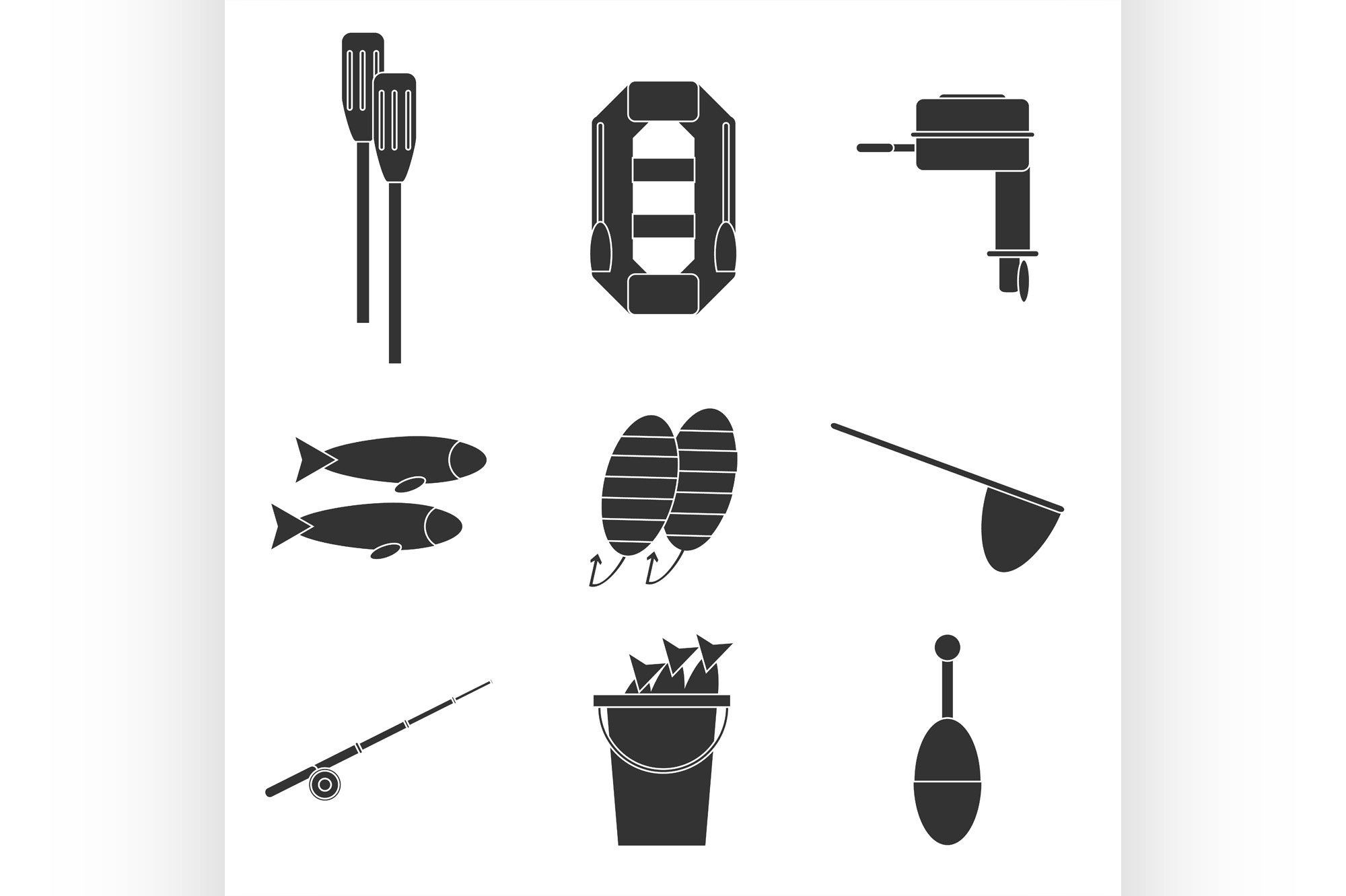 Fishing icons set. (665938) | Illustrations | Design Bundles