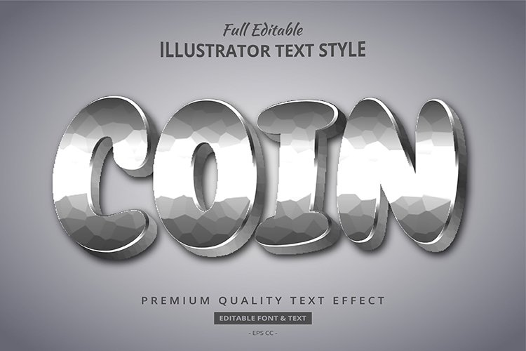 Silver Metallic Texture 3D Illustrator Text Style Effect