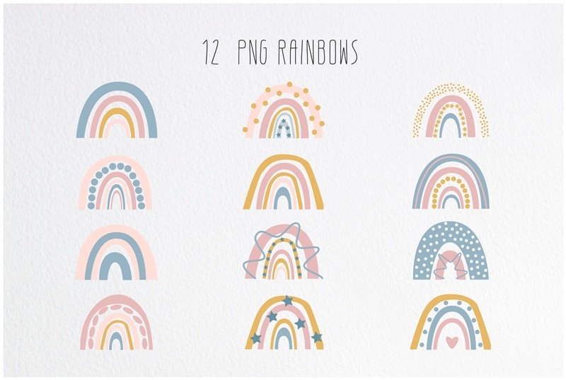 Vector rainbows clipart set (959353) | Illustrations | Design Bundles