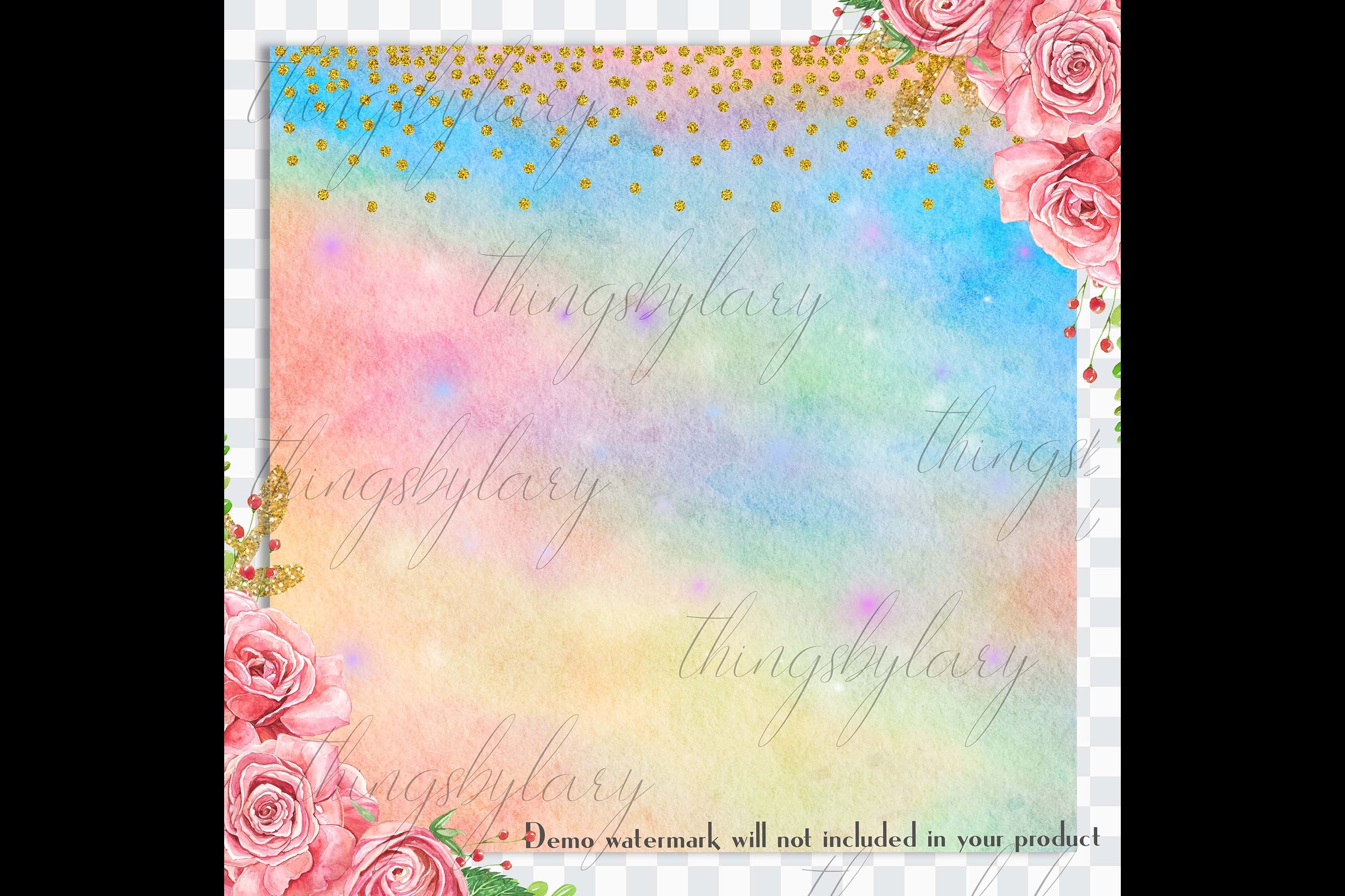 16 Colorful Fairy Tale Rainbow Watercolor Digital Papers (282683 ...