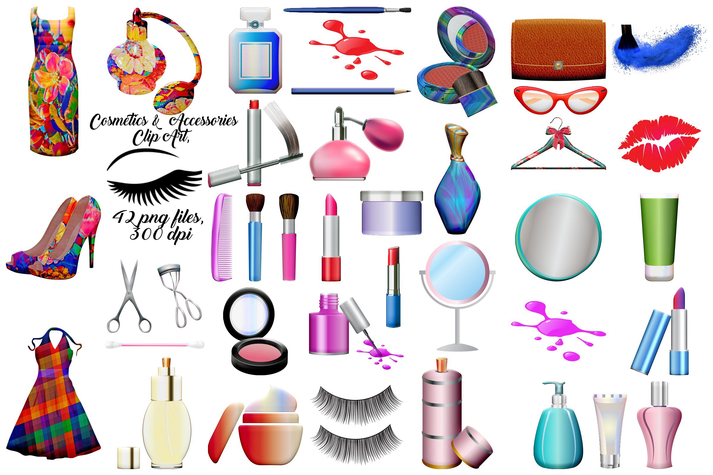 Cosmetics and Accessories Clip Art (537661) | Illustrations | Design ...