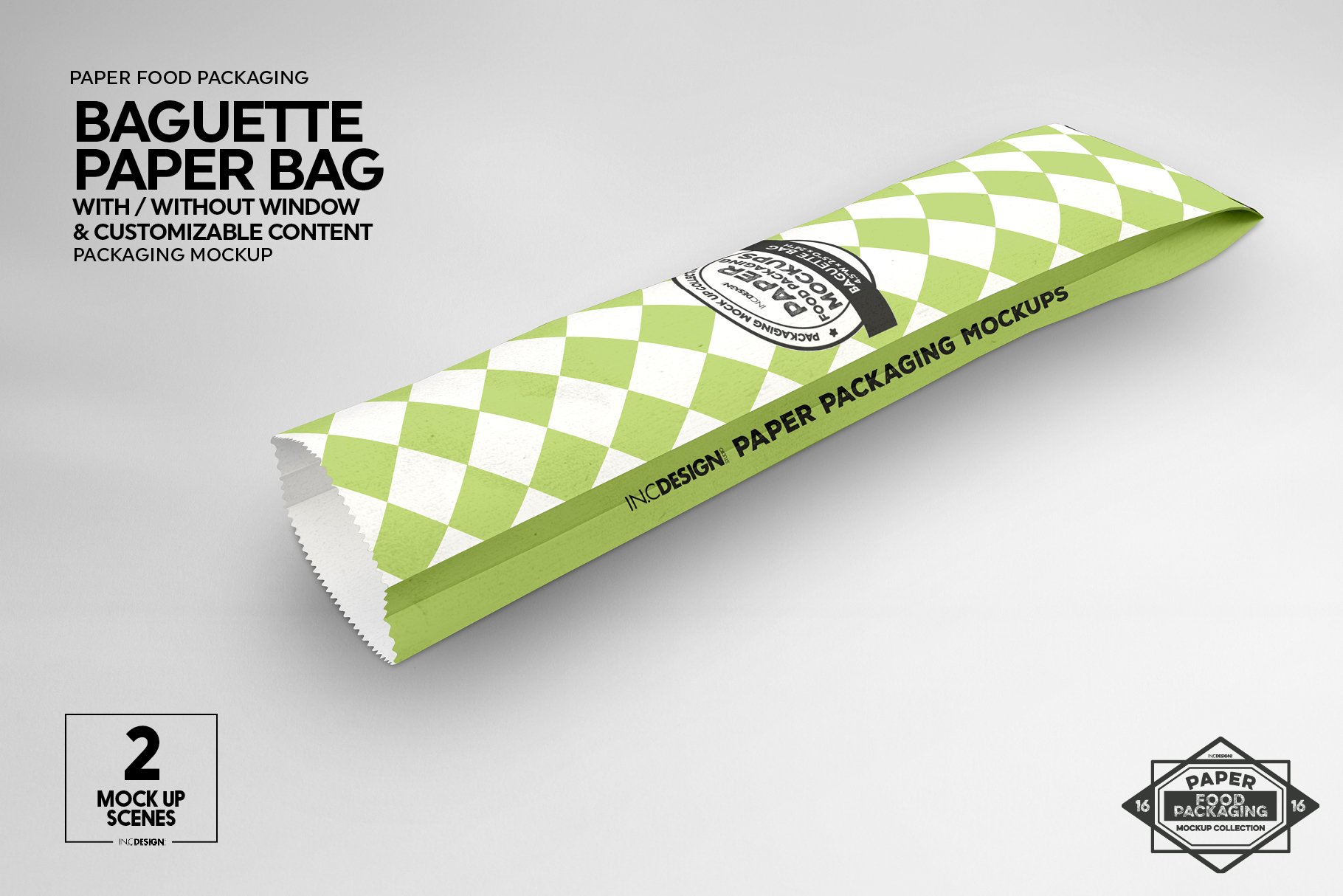 Long Paper Baguette Window Bag Packaging MockUp (284097) | Branding ...