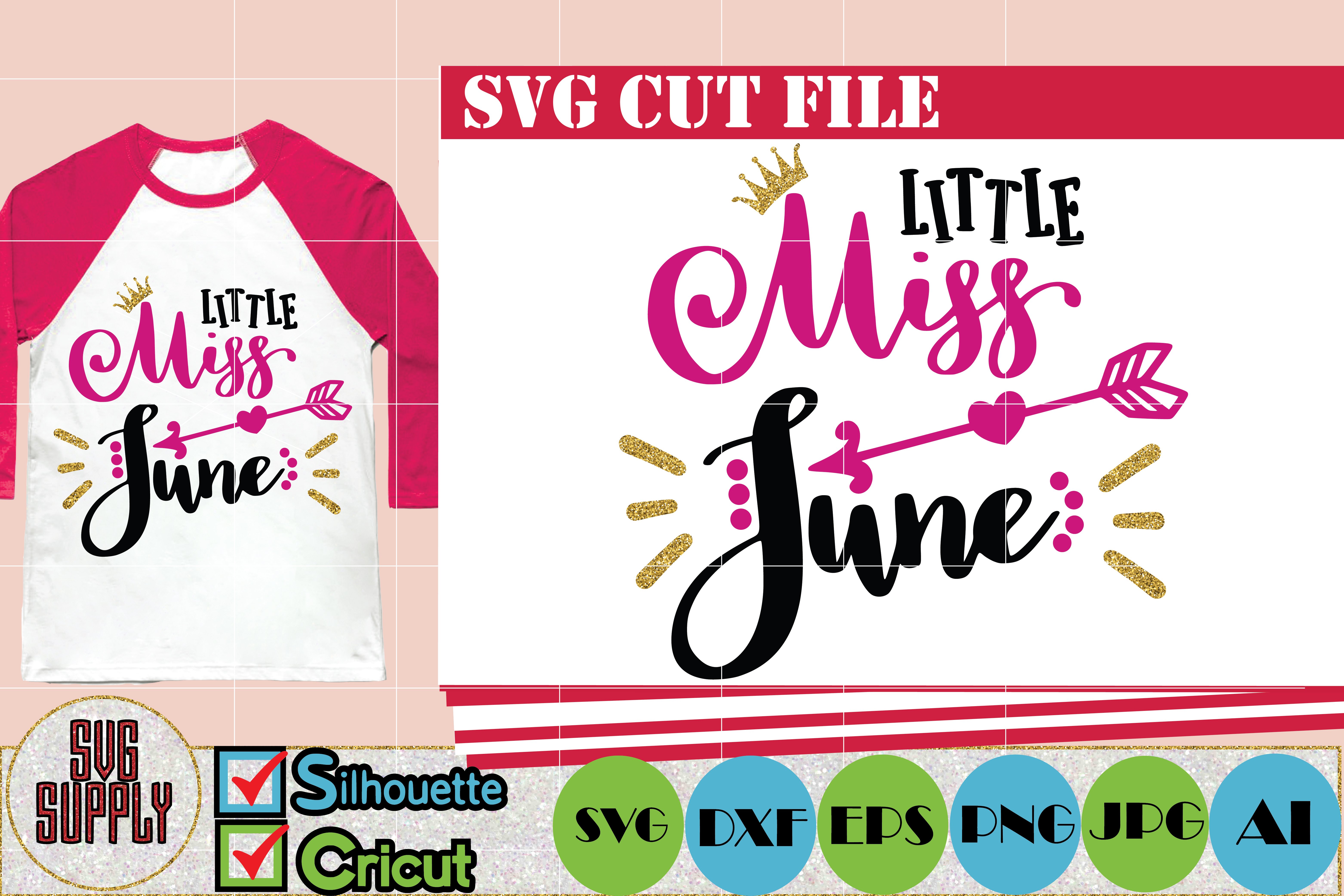 Little Miss June SVG Cut File (98757) | SVGs | Design Bundles