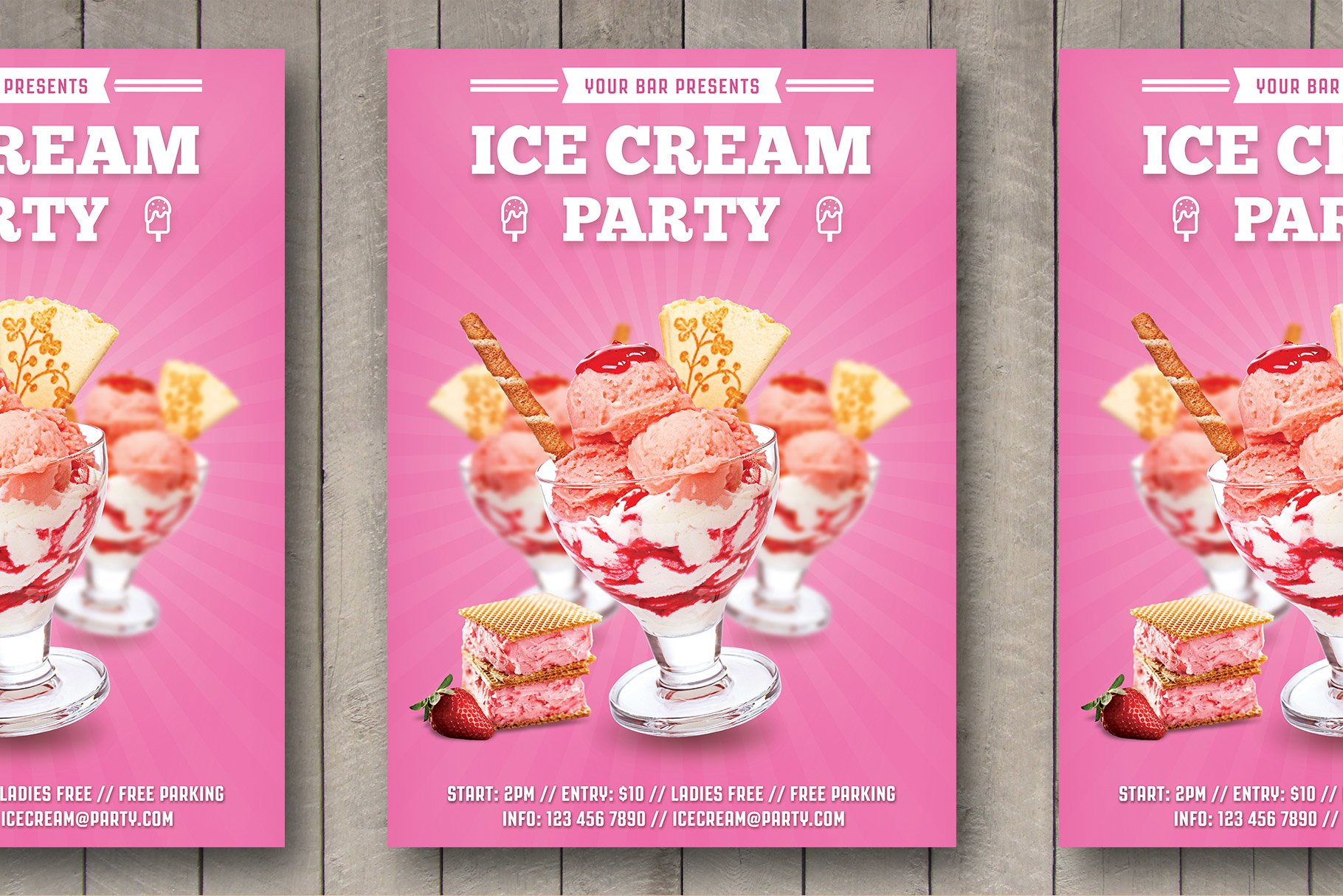 Ice Cream Party Flyer (729080) | Flyers | Design Bundles