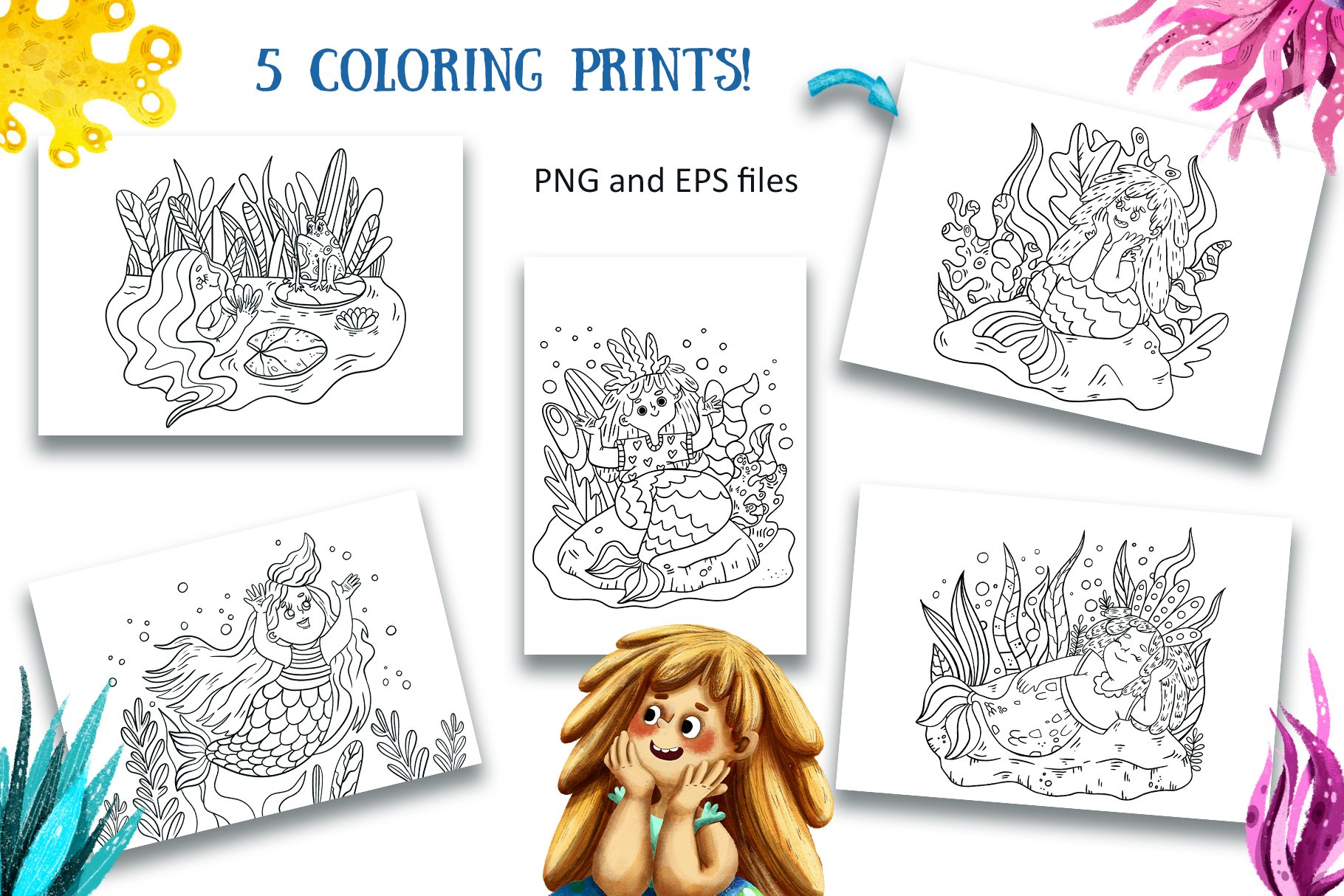 Little Mermaids - Clip Art Set (722174) | Illustrations | Design Bundles