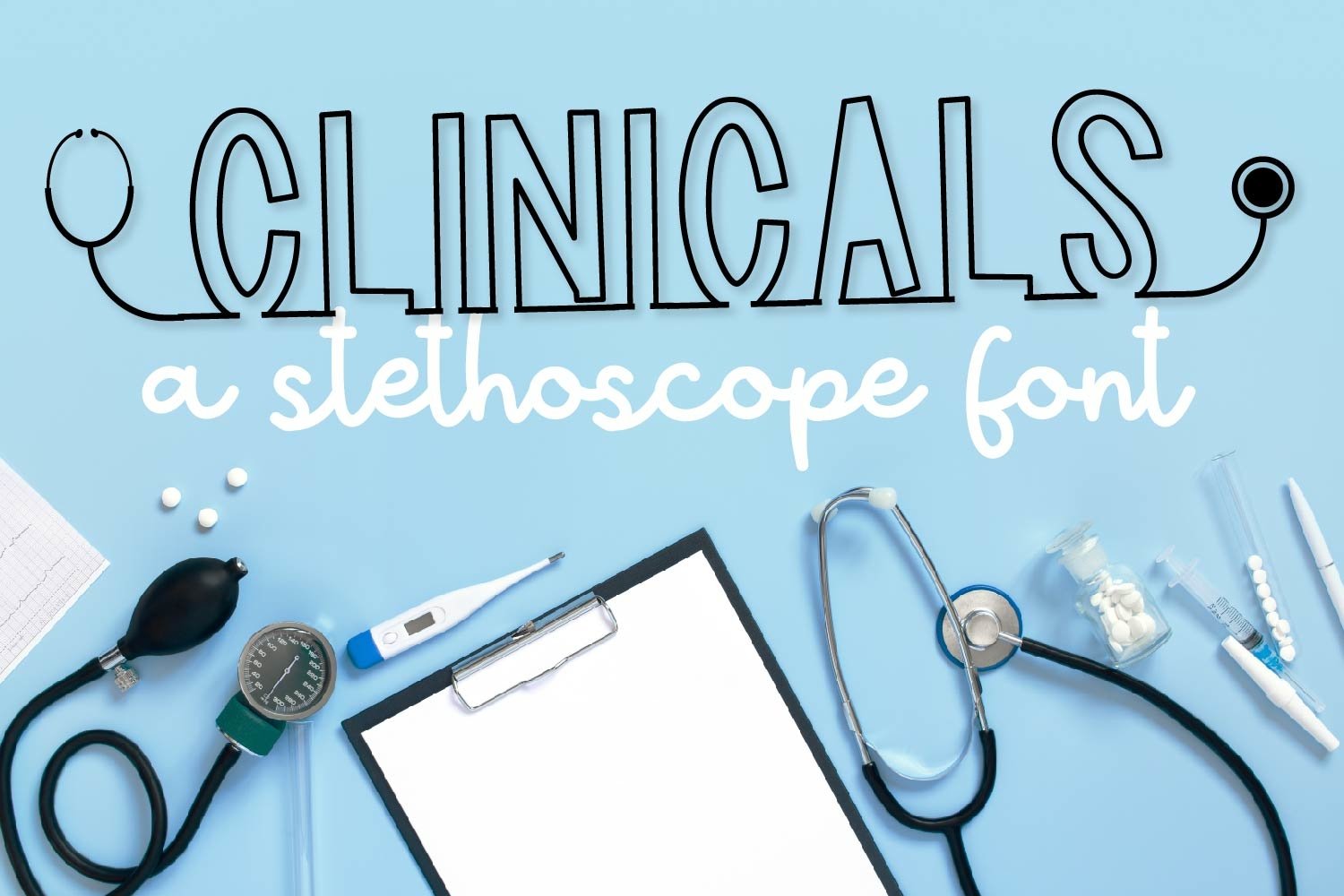 Clinicals - A Stethoscope Font Perfect for Nurses! (350273) | Display ...