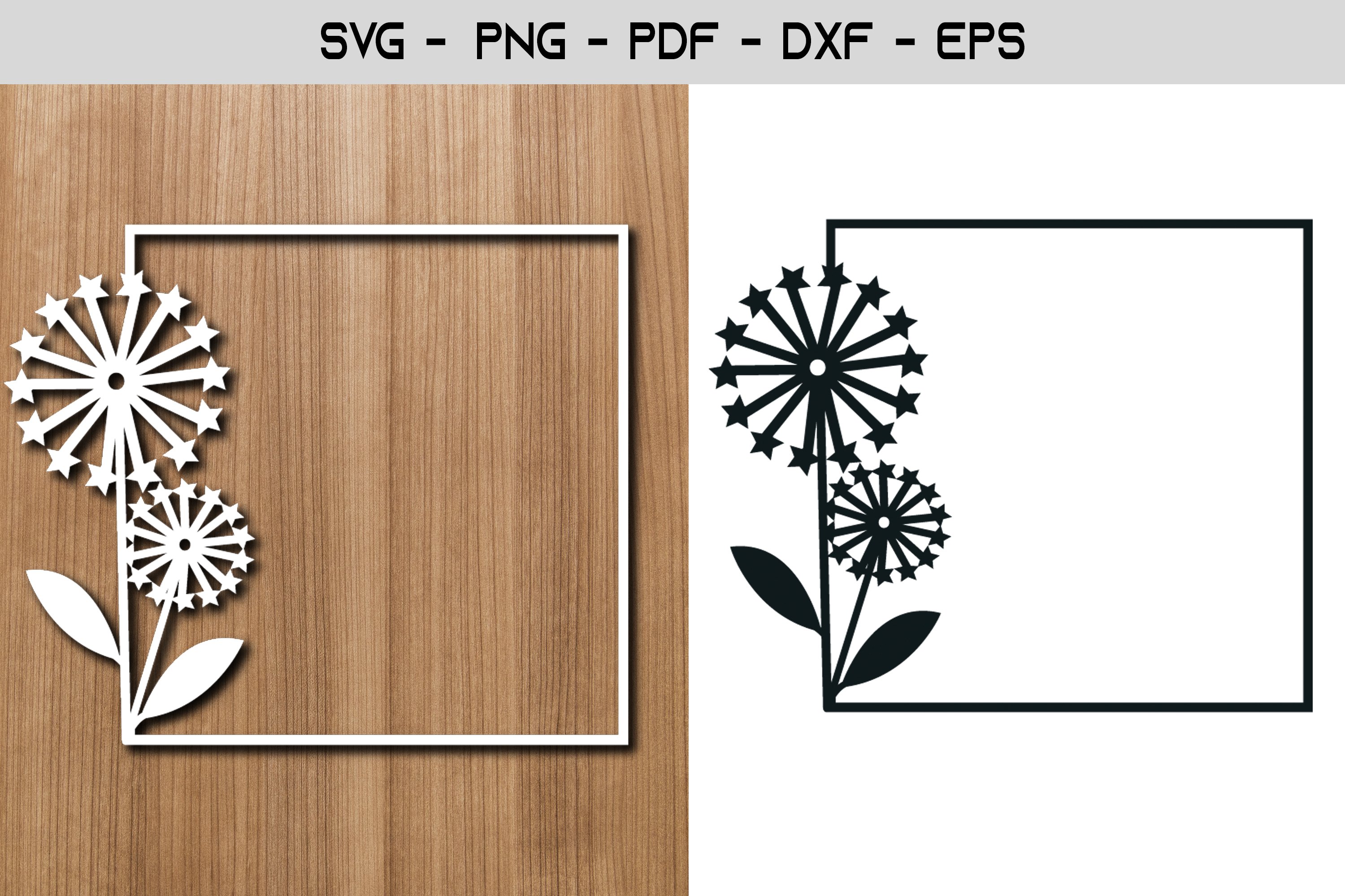 Dandelion Flower Frame Paper Template Design