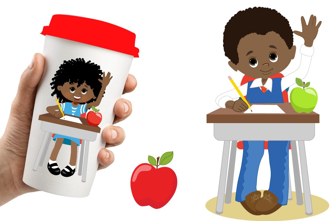 Multi-cultural kids at school Clipart
