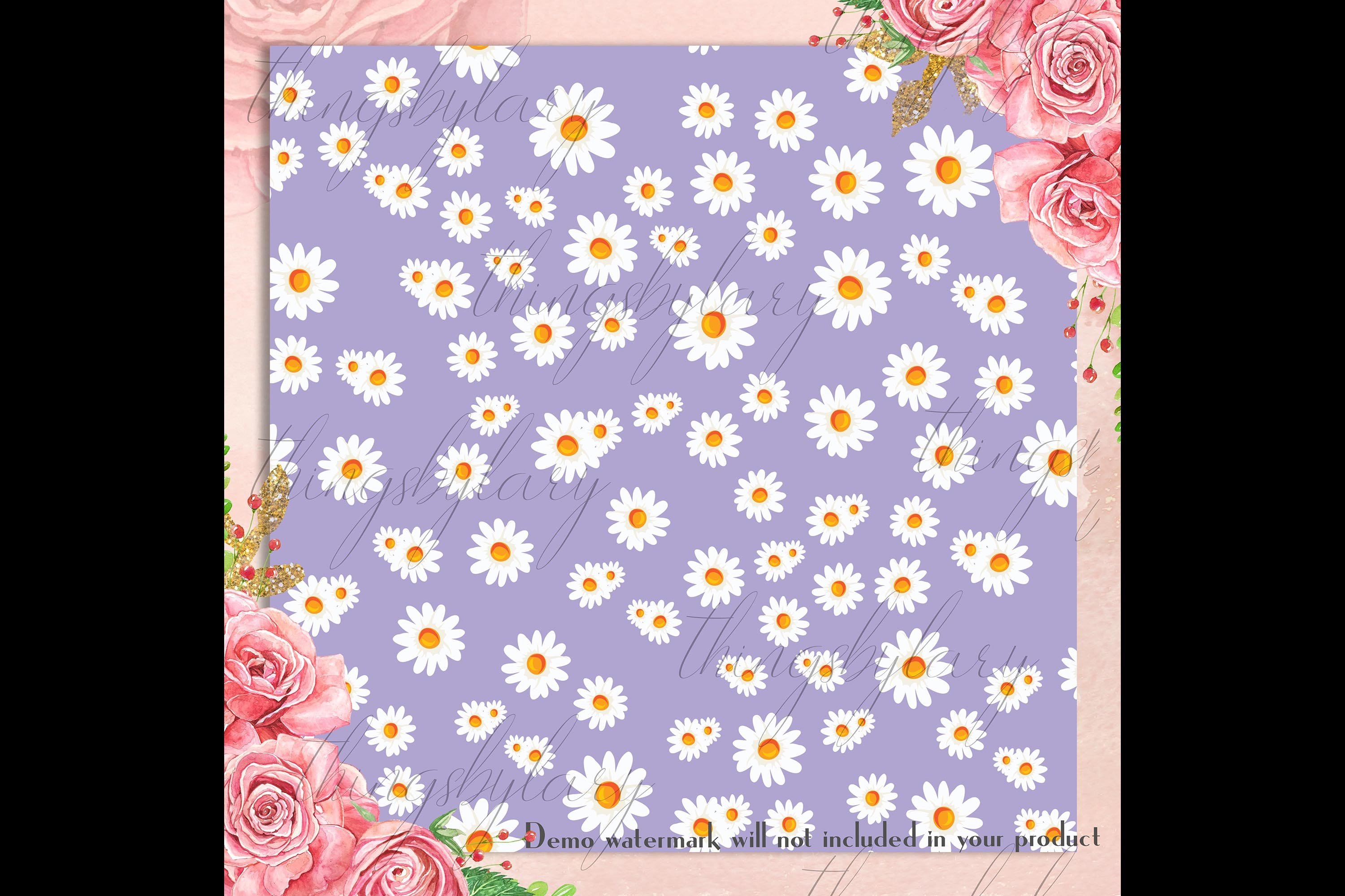 100 Seamless Daisy Flower Shabby Chic Floral Digital Papers (312064 ...