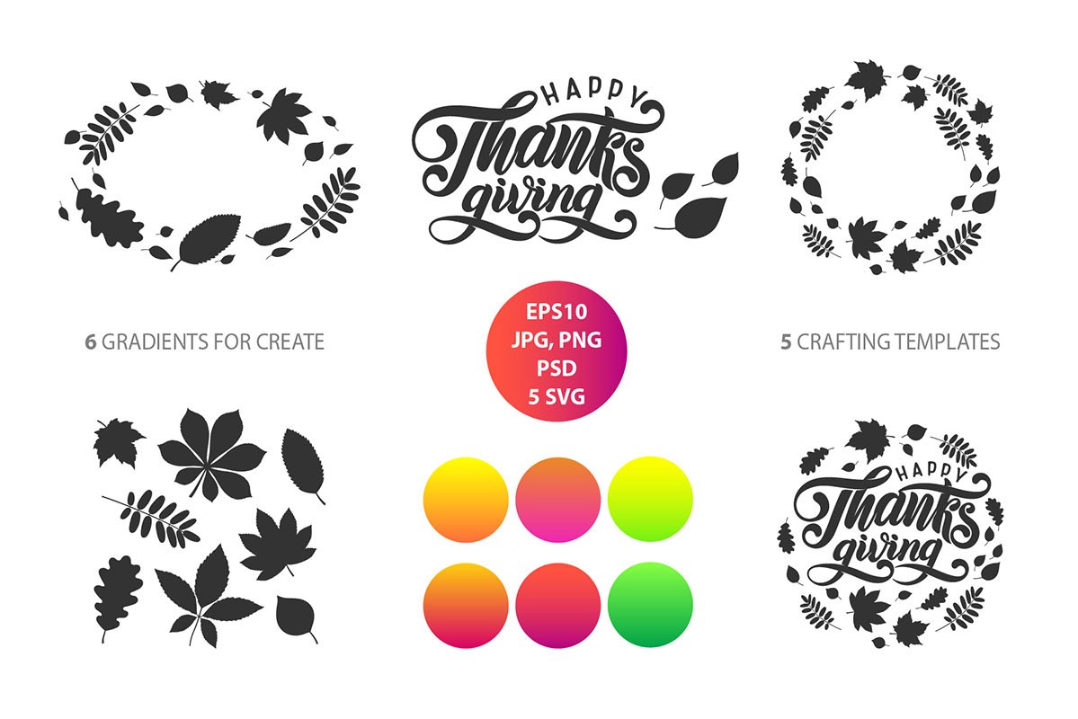 AUTUMN FALL BUNDLE Thanksgiving frames Templates. LEAVES SVG (789643 ...