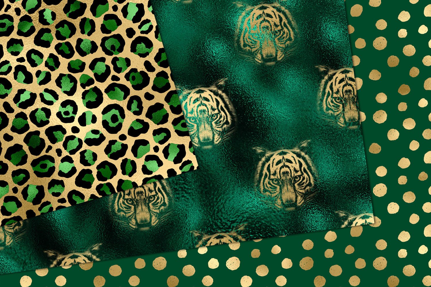 Emerald and Gold Animal Print Digital Paper (564122) | Patterns ...