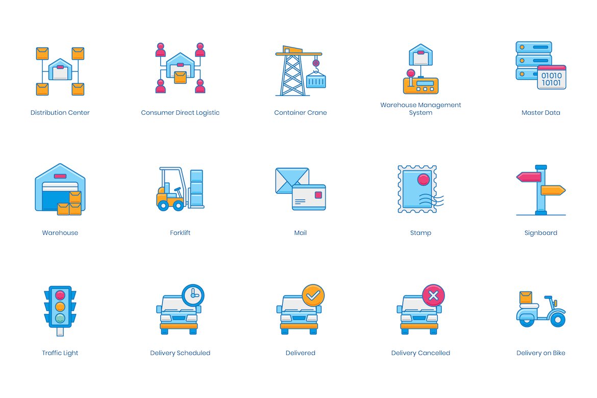 60 Logistics Icons (49274) | Icons | Design Bundles