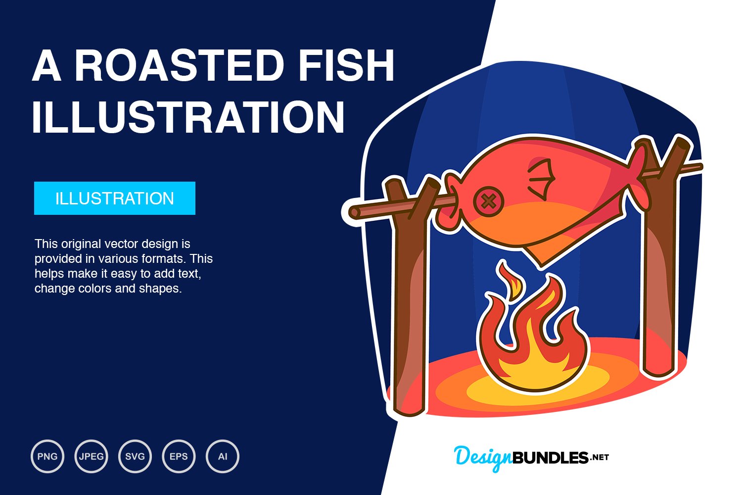 A Roasted Fish Vector Illustration