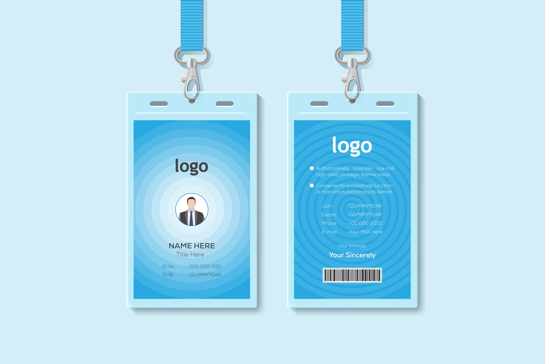 Id Card Vector. security badge, press event pass template. (709759 ...