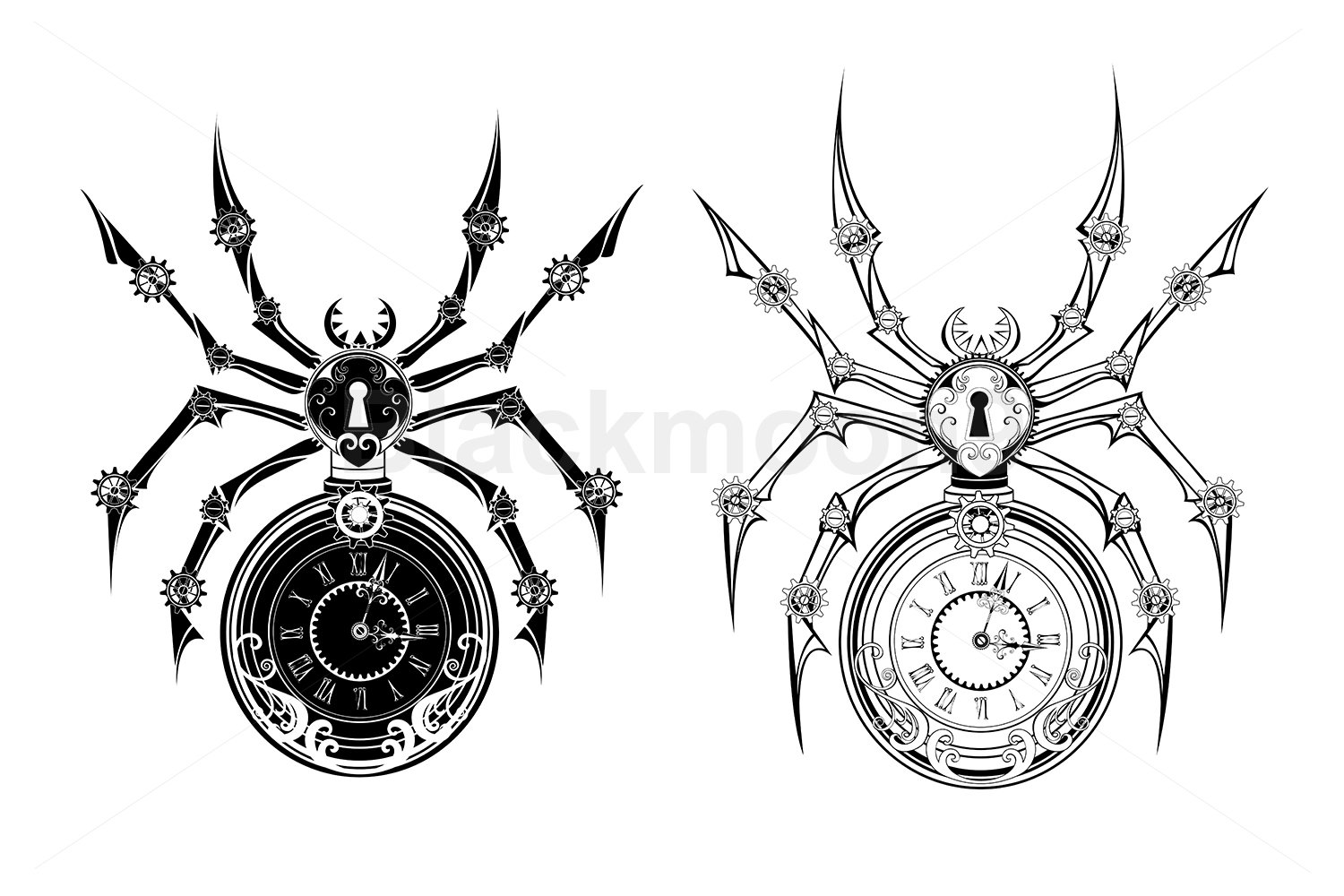 Monochrome Mechanical Spider Steampunk (835152) | Illustrations ...
