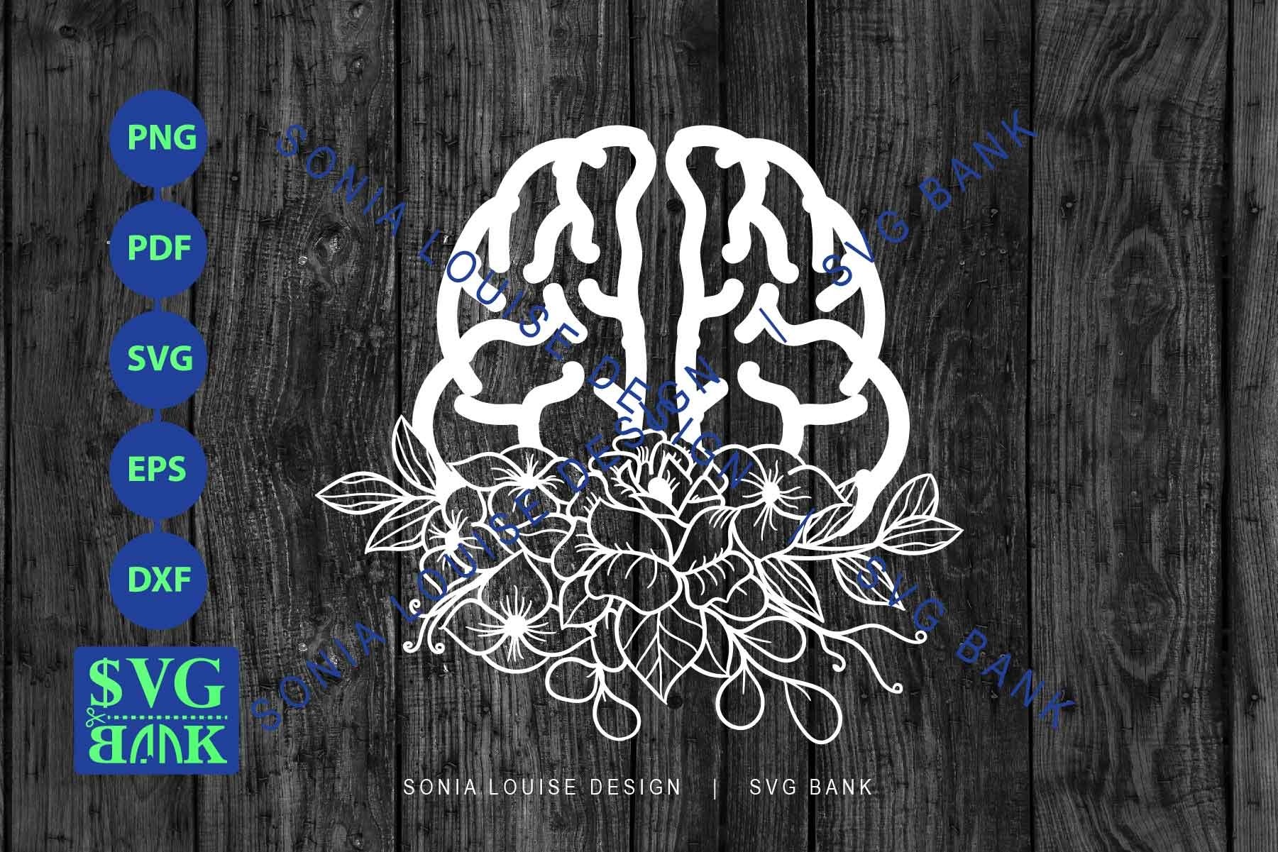 Half Brain Floral SVG, brain with flowers cut file (287689) | SVGs ...