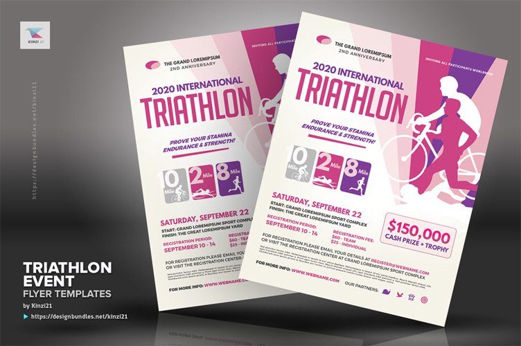 Triathlon Event Flyer Templates (771095) | Flyers | Design Bundles