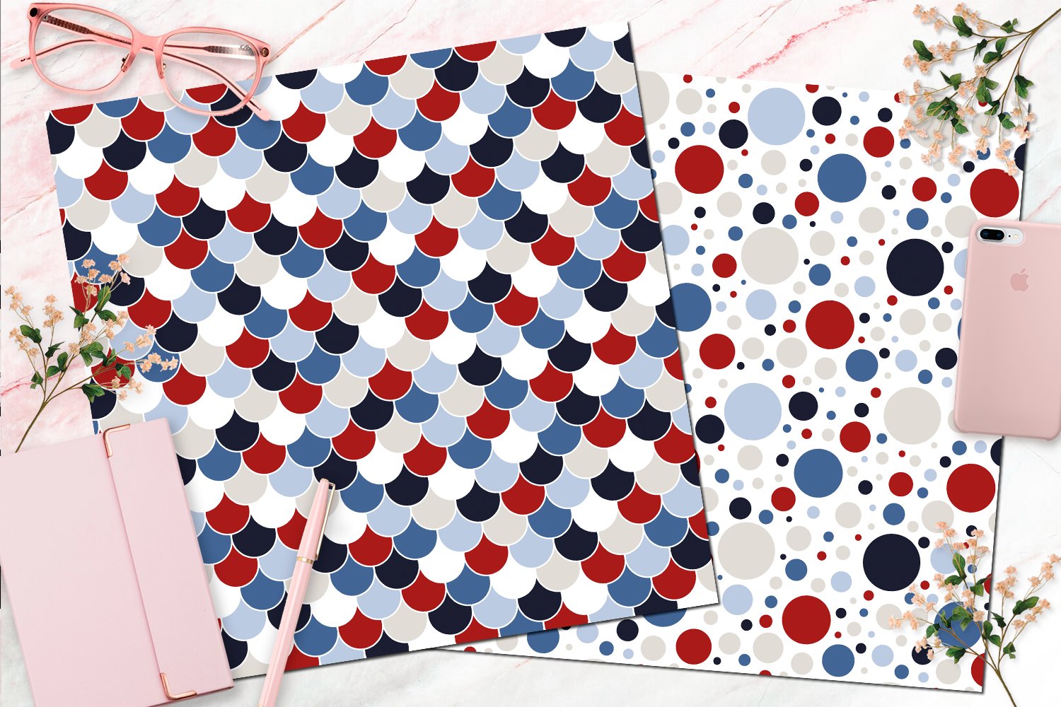 Red, White And Blue Seamless Digital Patterns (93139) | Patterns ...