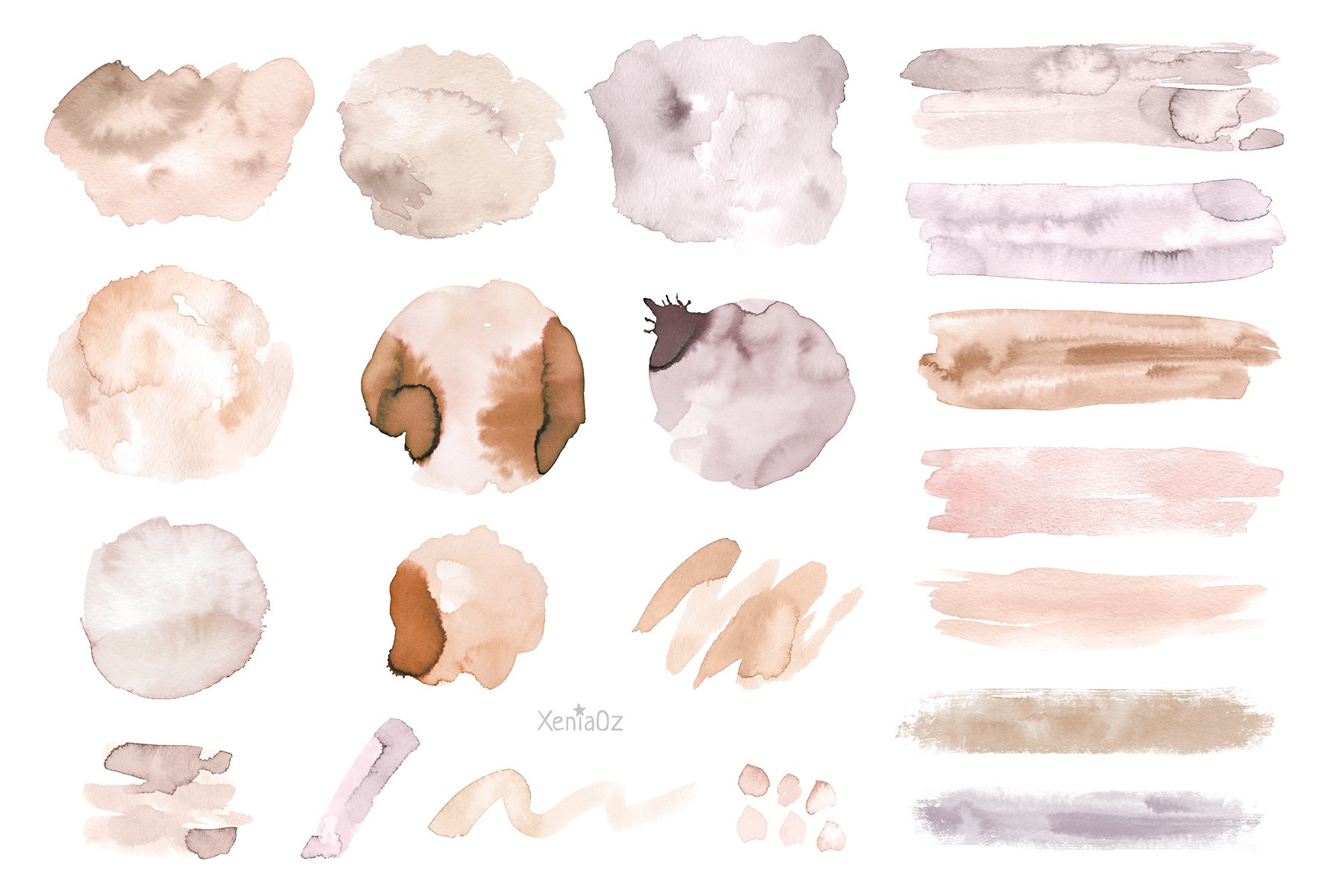 Abstract Watercolor Clipart. Neutral Design Elements. PNG (725935 ...