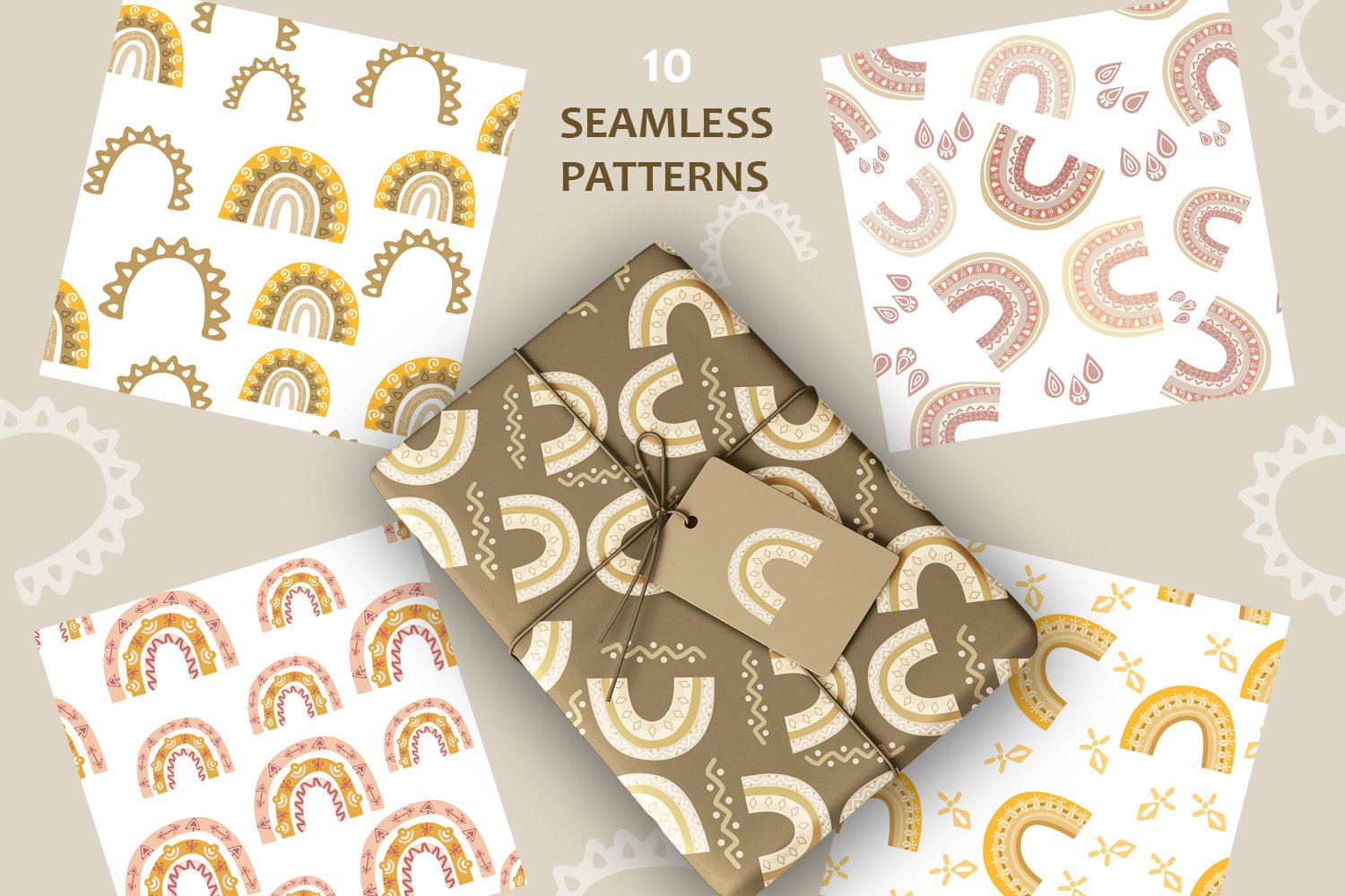 Boho rainbow clipart, Bohemian Rainbow Digital Paper (635289 ...