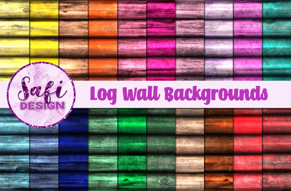 Log Wall Texture Backgrounds - Digital Papers