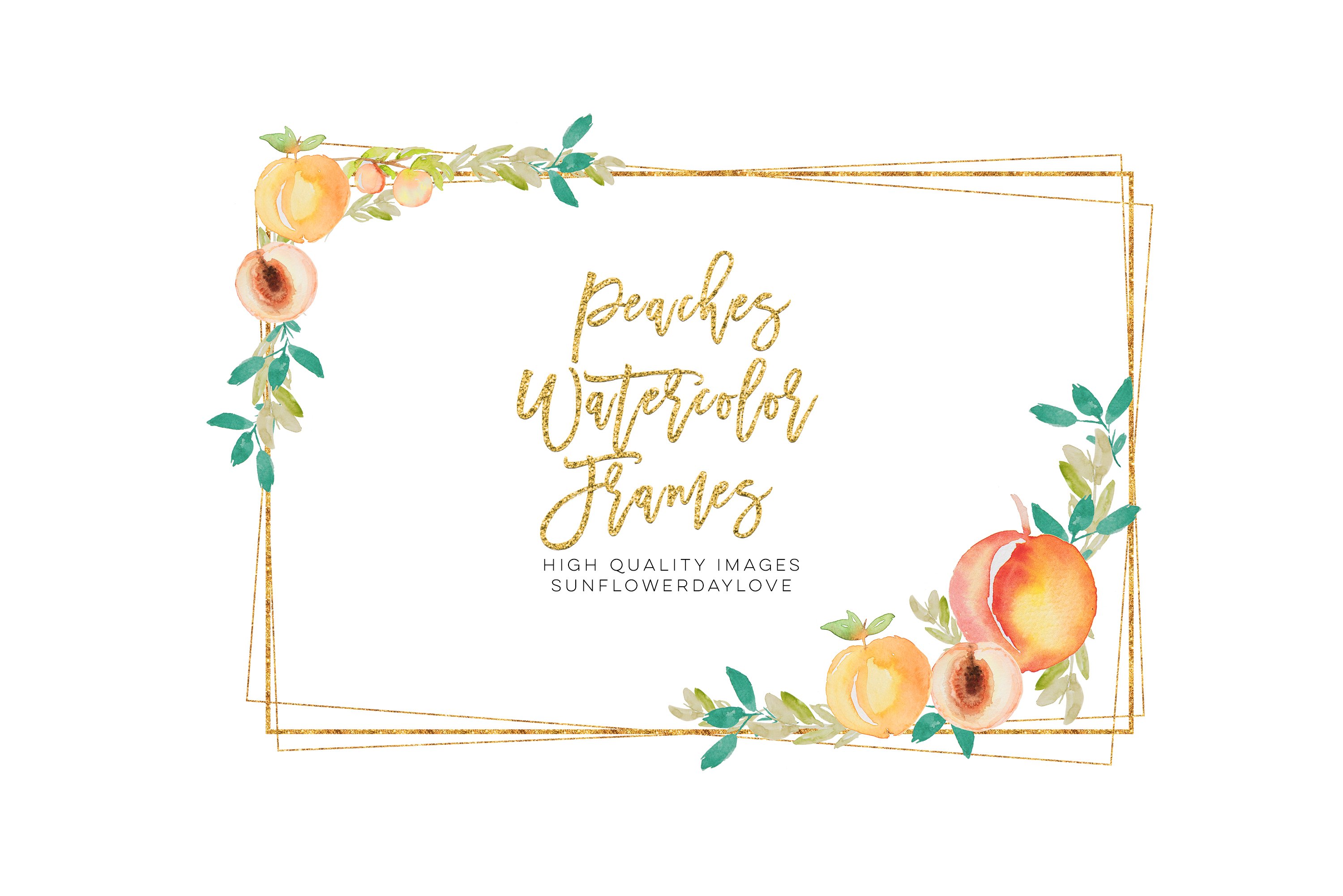 Peaches Watercolor Frames PNG, Peach flowers, sweet peaches (722112 ...
