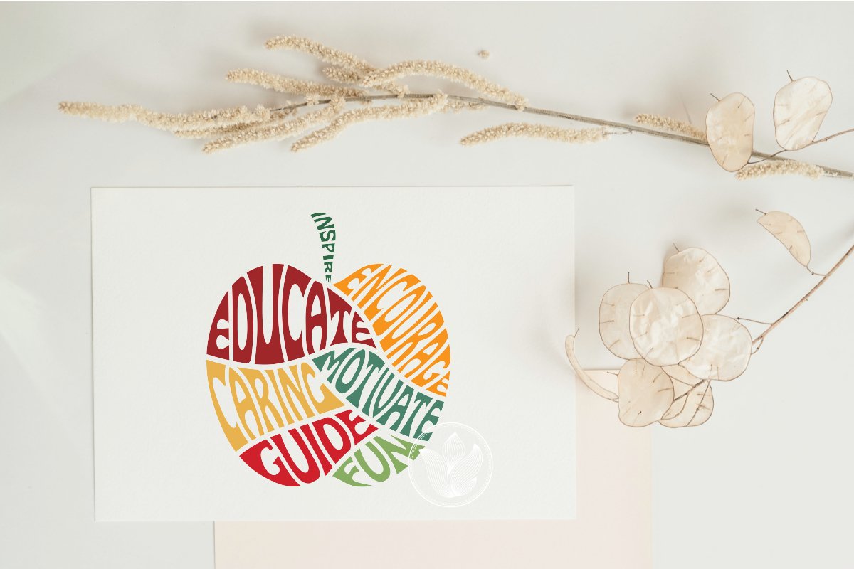 Apple design for teacher tutor Word Art, Svg cut file (101782) | Cut ...