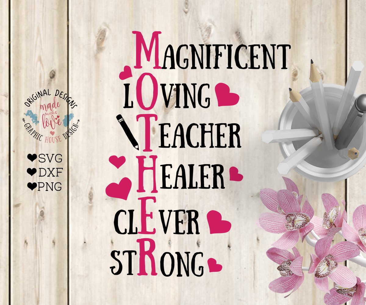 Mother Acronym Cut File in SVG, DXF, PNG (86245) | SVGs | Design Bundles