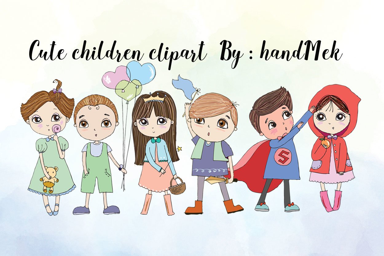 Cute Children clipart (112695) | Illustrations | Design Bundles