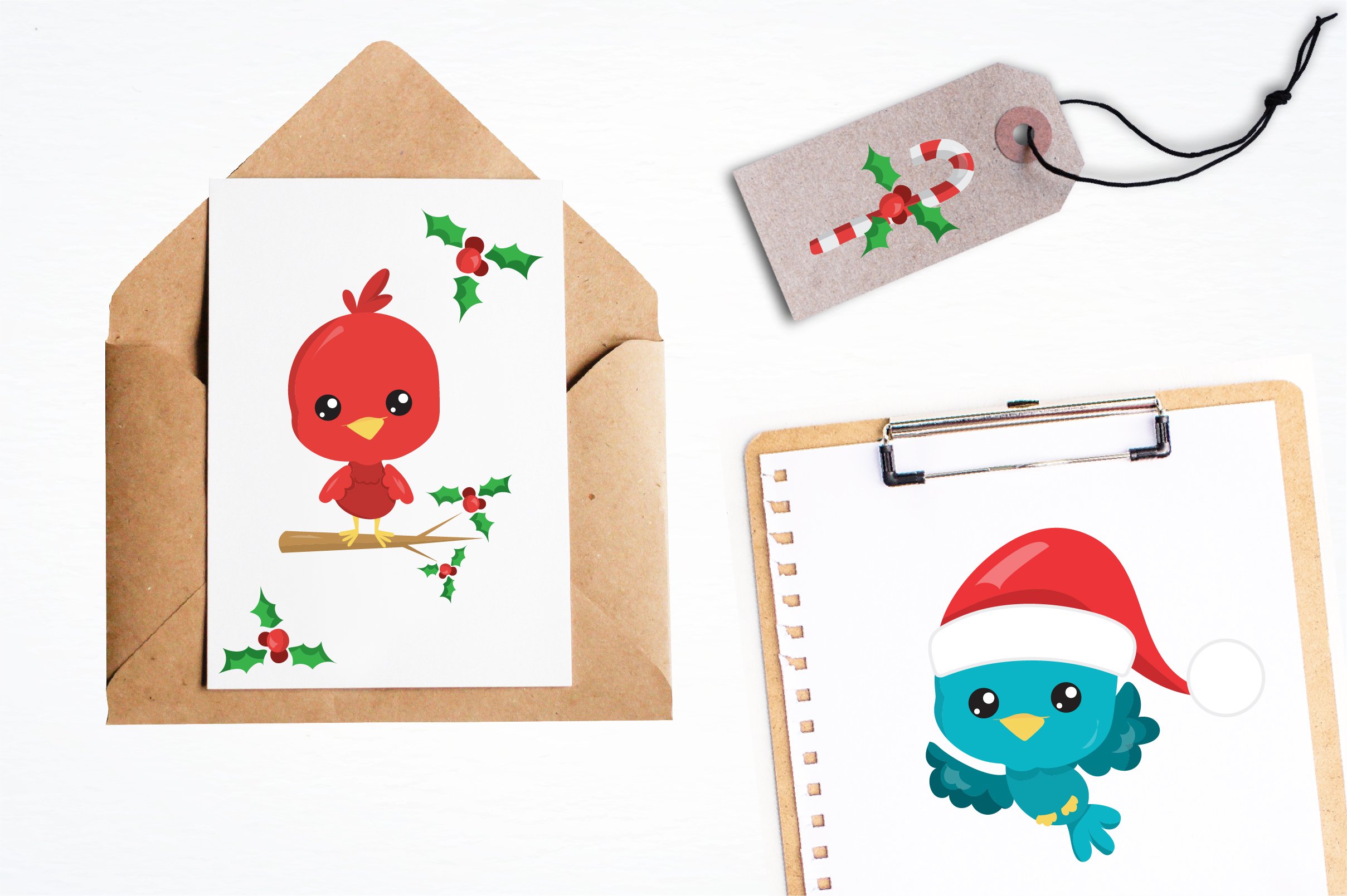 Christmas Birds graphics and illustrations