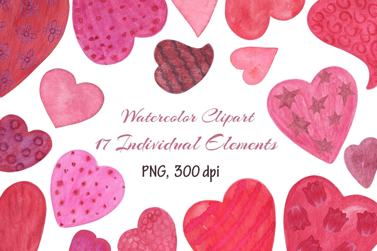 St Valentine hearts watercolor clipart (1147267) | Illustrations ...