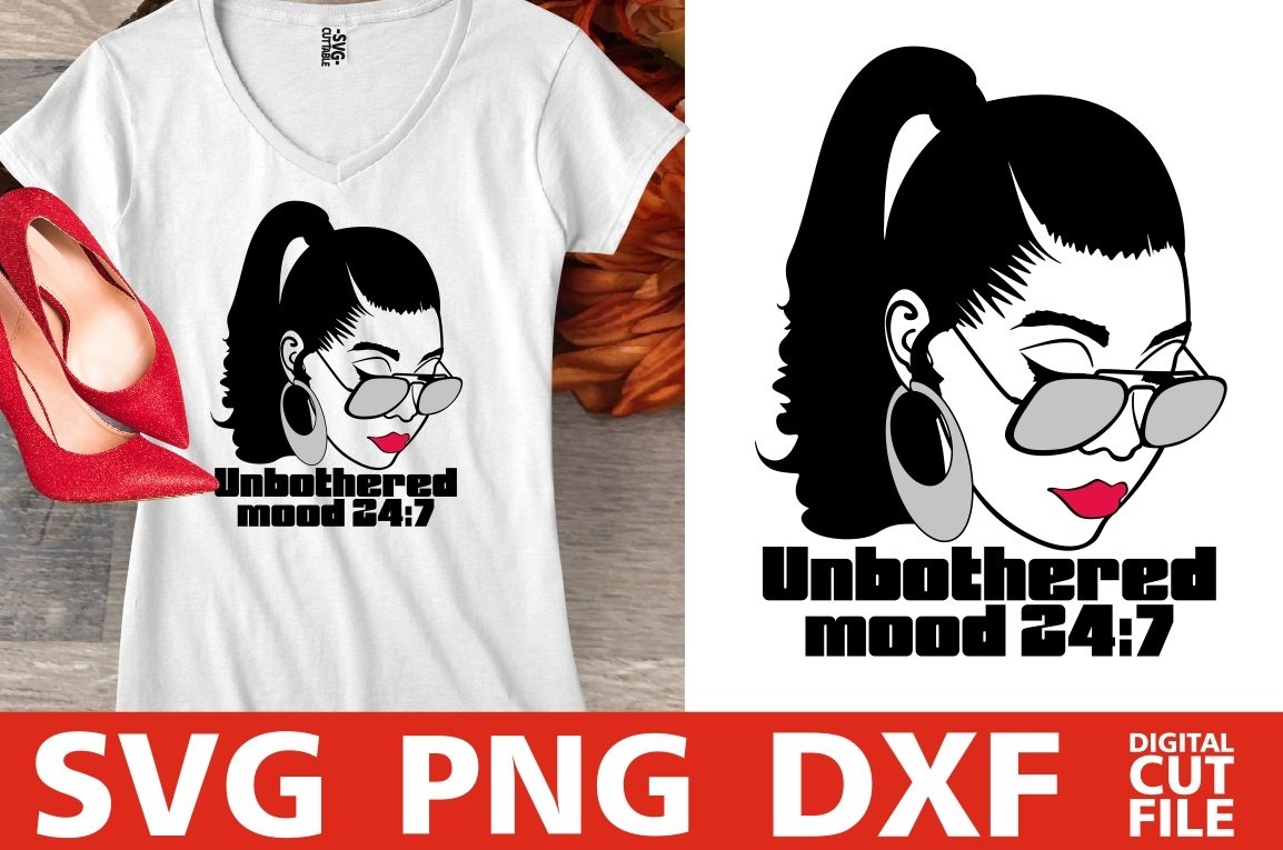 Unbothered svg, Mood svg, Woman in Glasses svg, Ponytail svg (581025 ...
