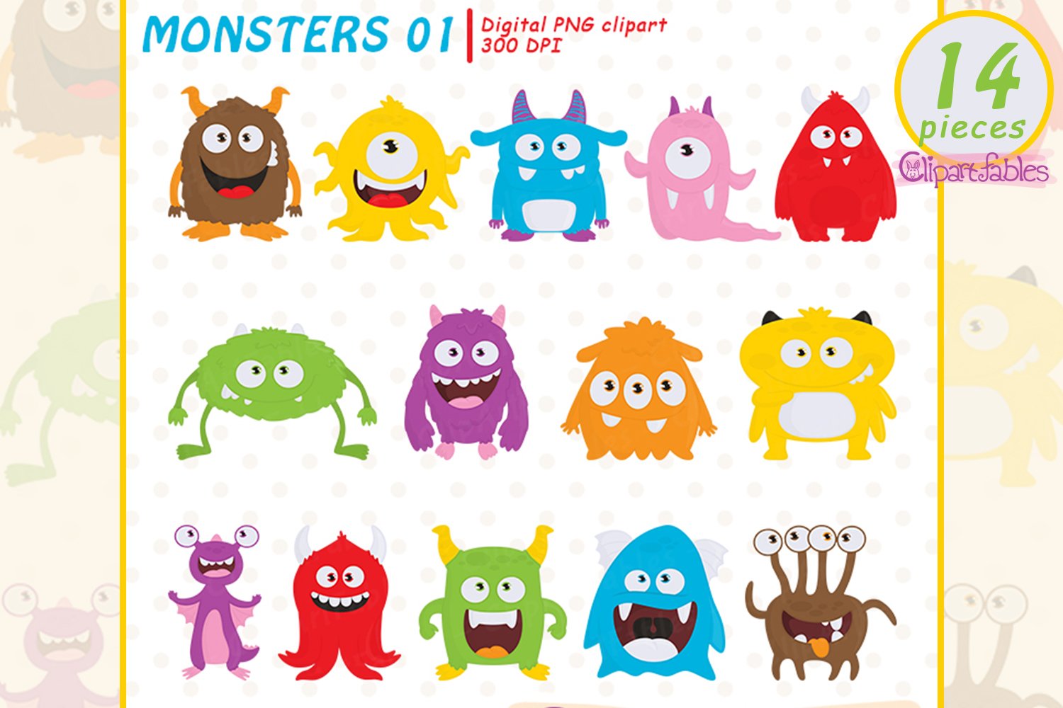 MONSTERS clipart, Cute Monsters for kids- INSTANT clip art (679562 ...