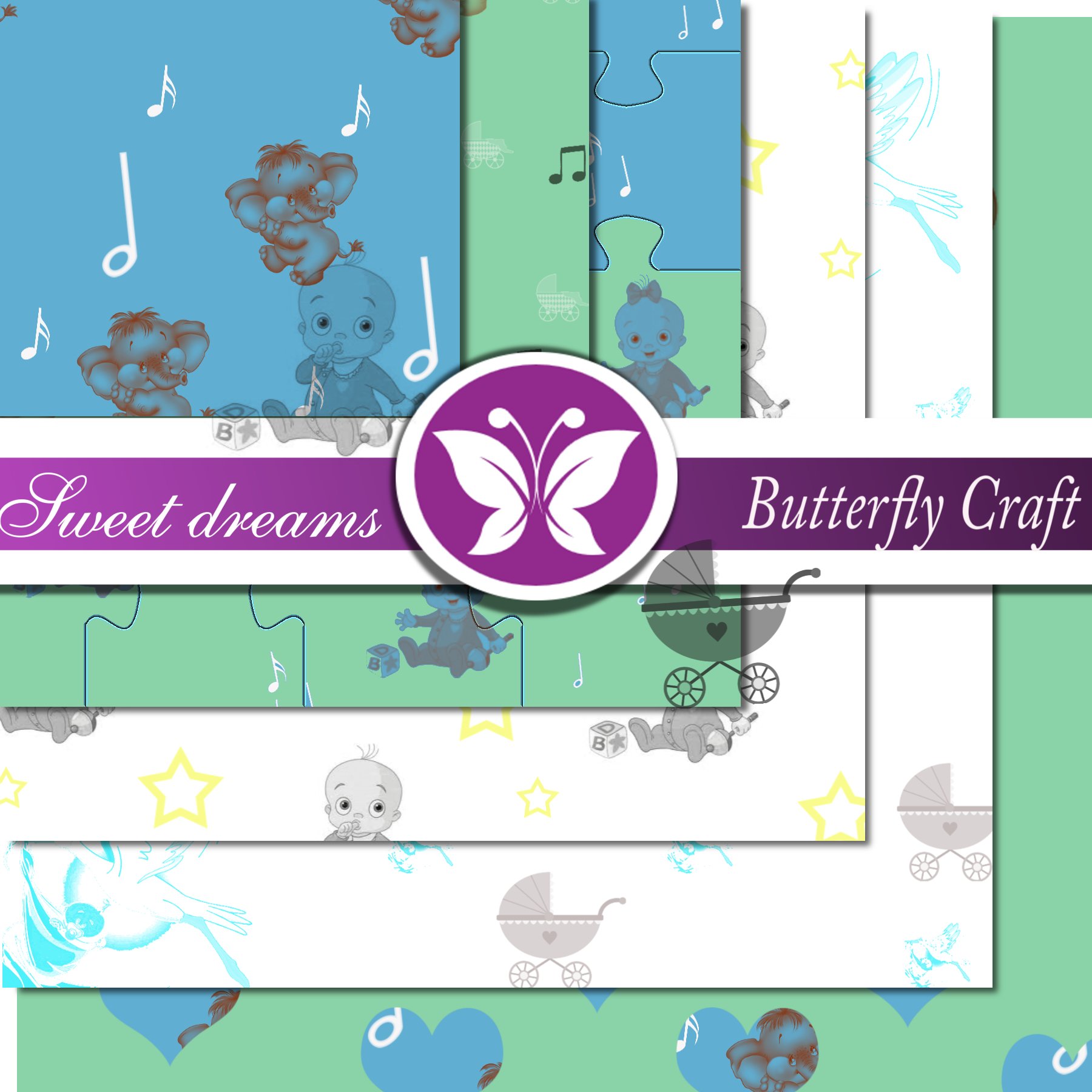 Sweet dreams digital paper, Baby shower digital paper (92907 ...