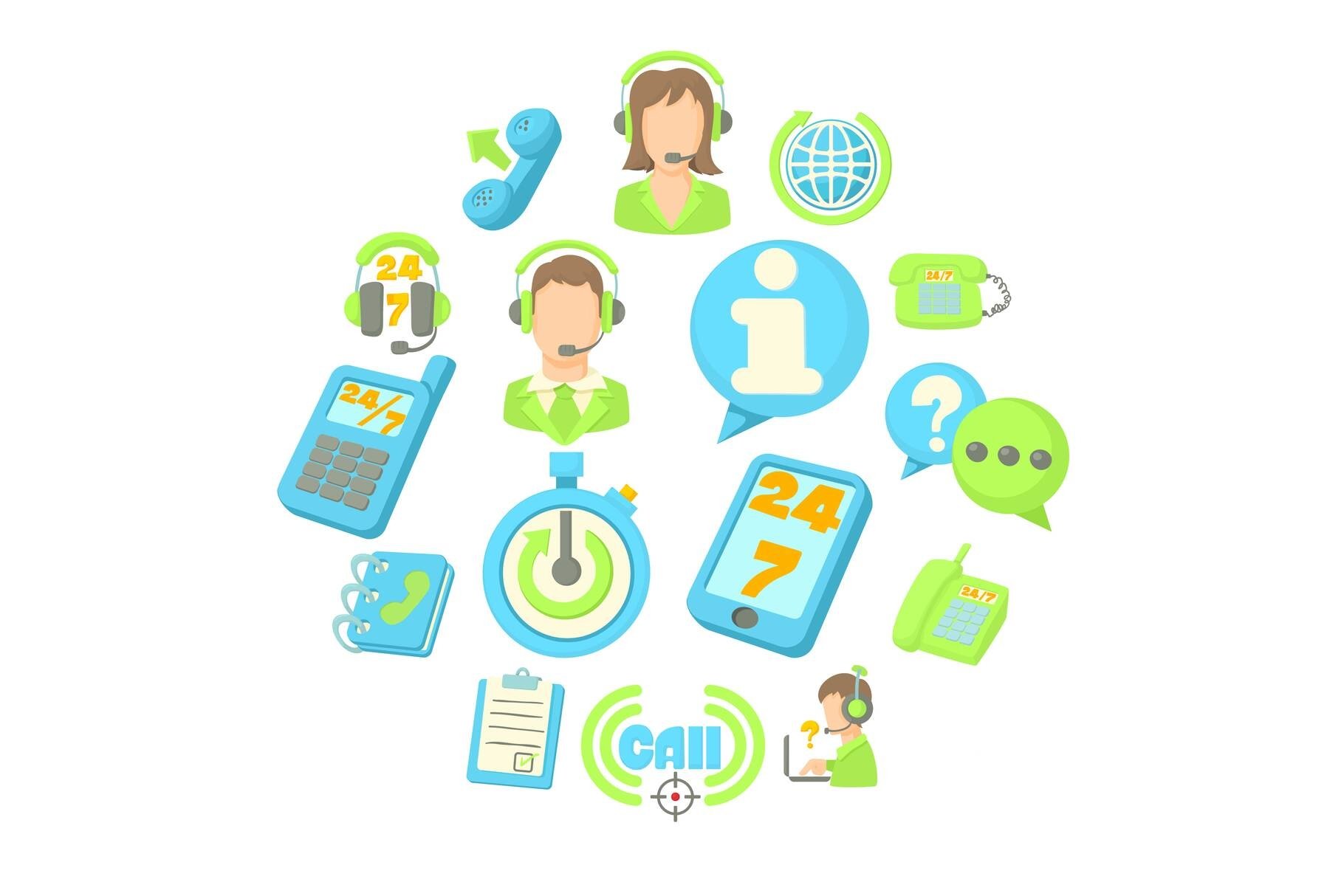 Call center items icons set, cartoon style (503516) | Icons | Design ...