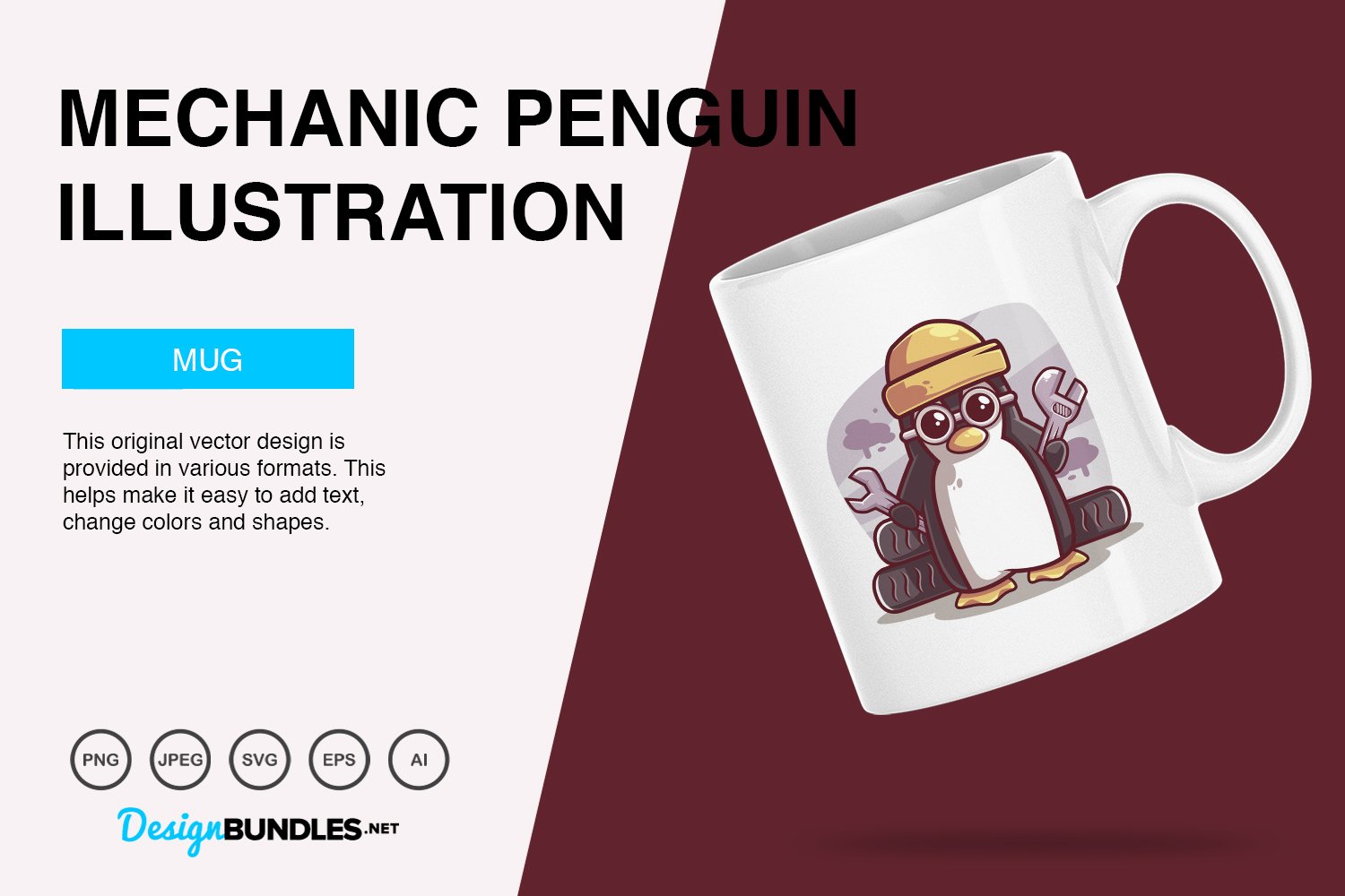 Mechanic Penguin Vector Illustration