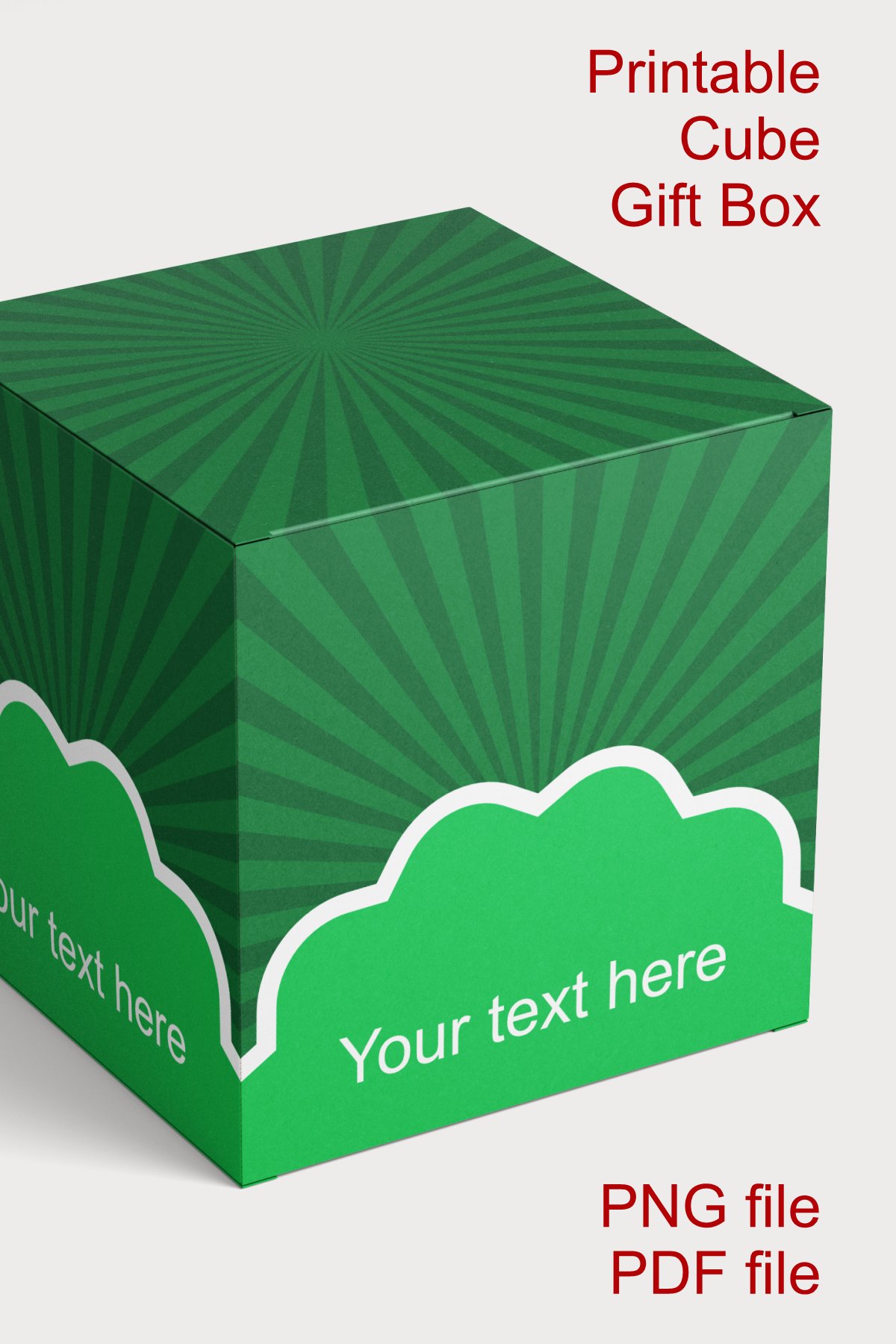 Printable Green Christmas Cube Gift Box Small Party Favor