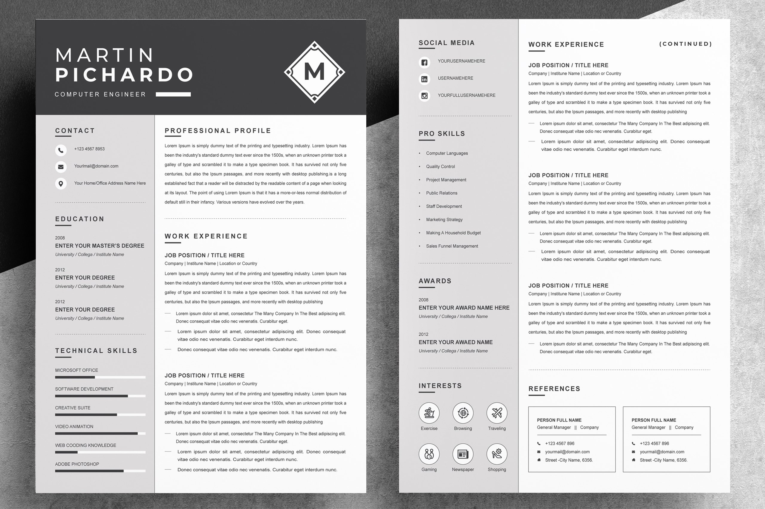 Resume / CV Design Template | MS Word (997657) | Resume Templates ...